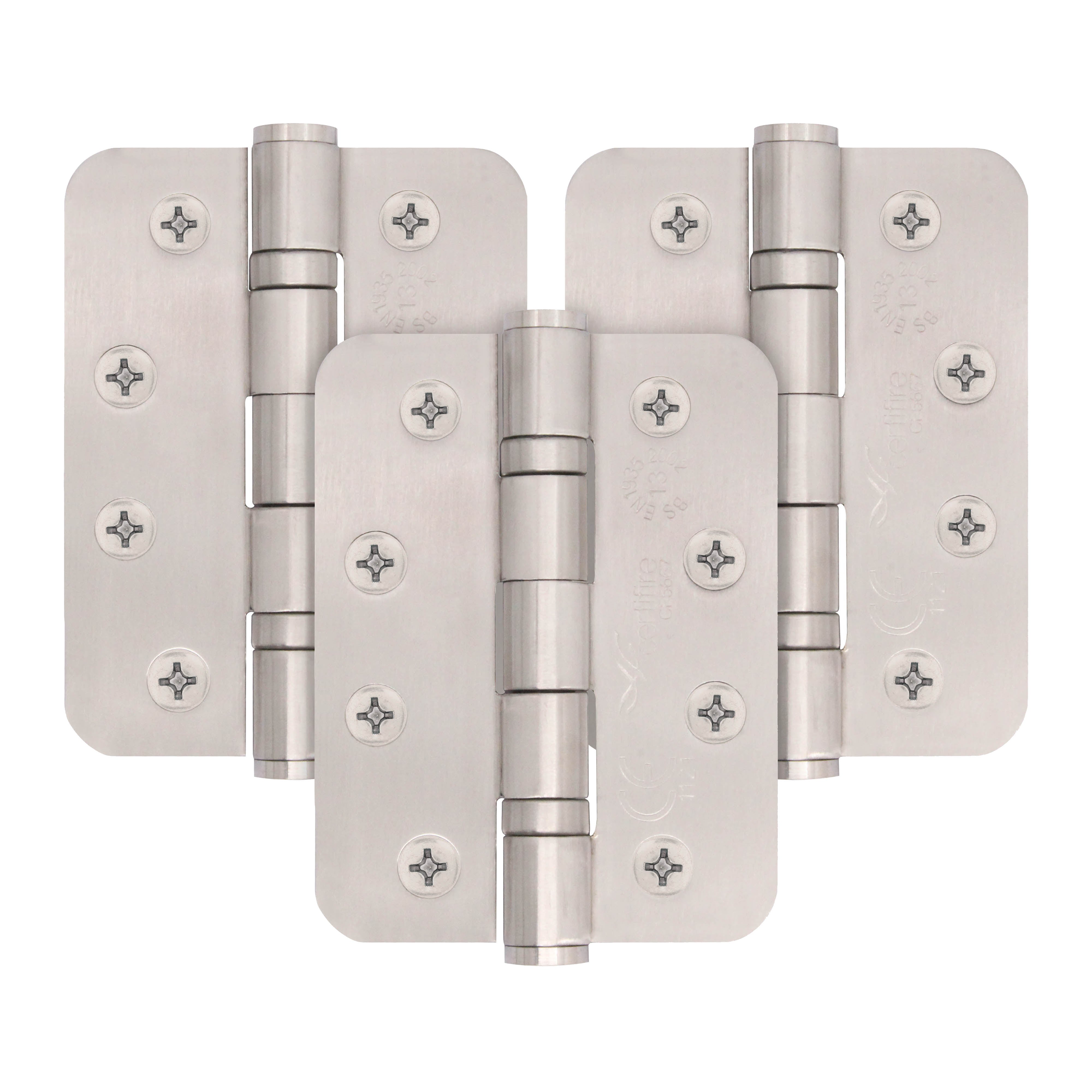 Fire Door Hinges 4" Radius Satin Stainless Steel Grade 13 - 102x76x3mm ...