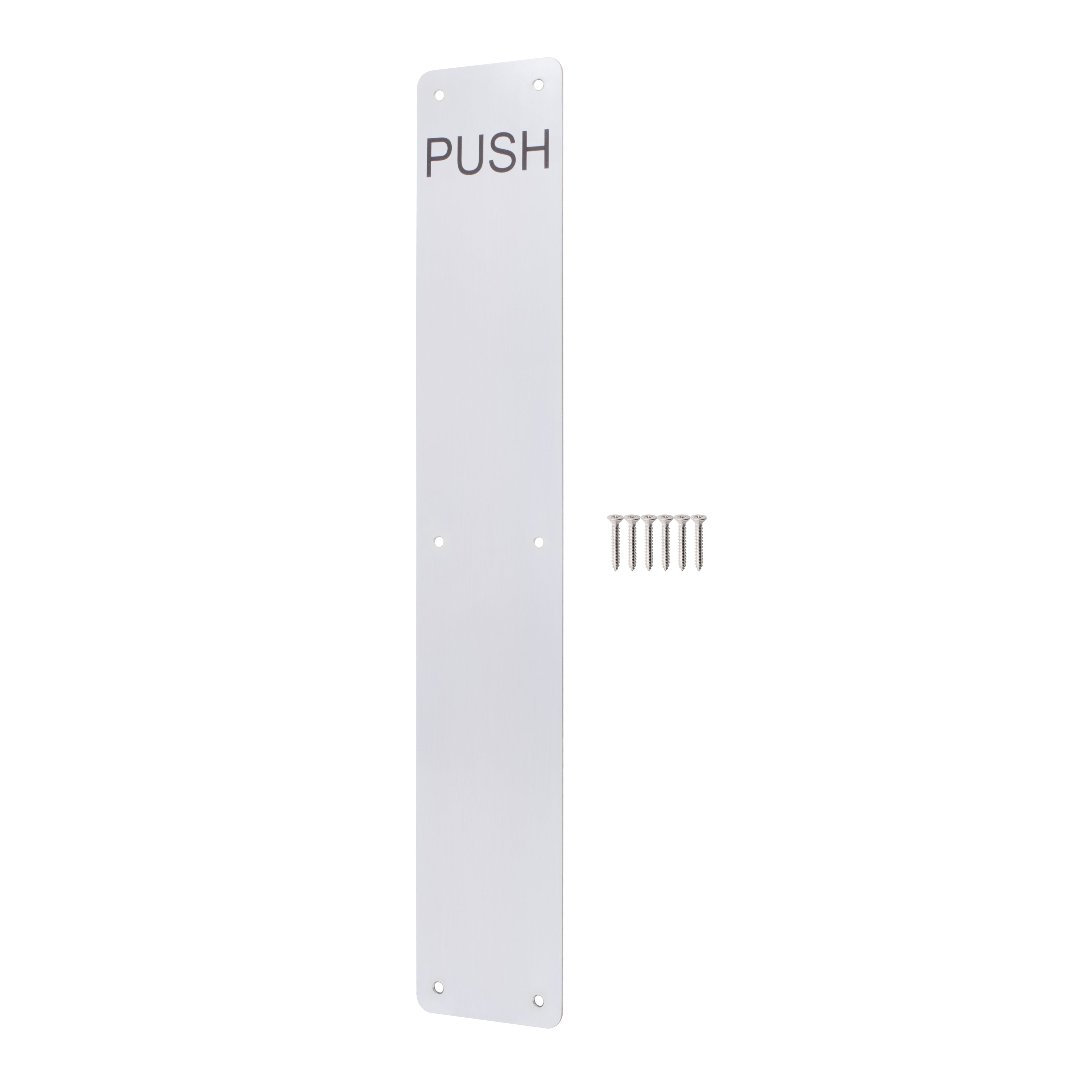 Engraved Push Finger Plate - 425 x 75 x 1.2mm Radius Corners - Polished ...