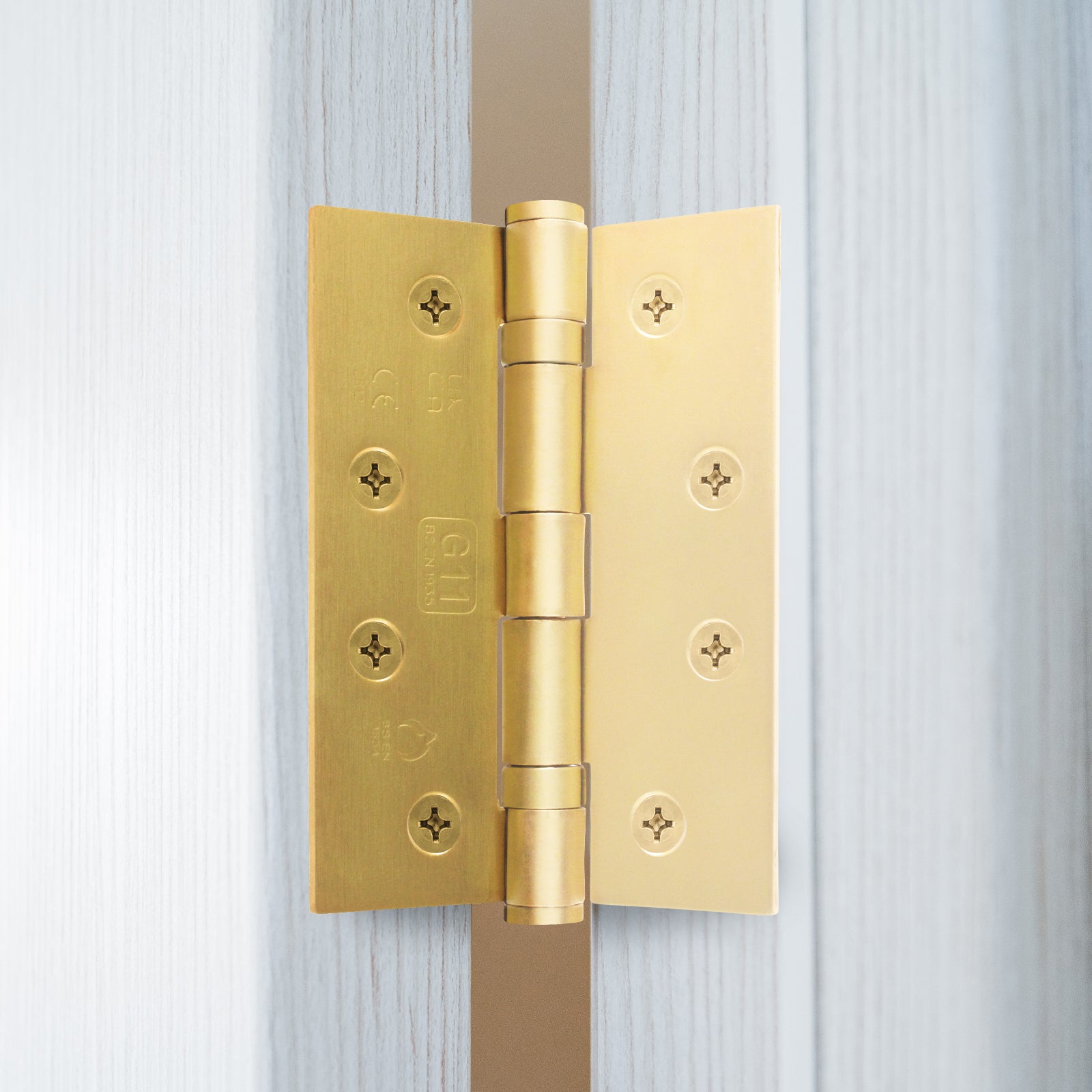 Satin Brass Fire Door Hinges – 4 Inch/102mm – Grade 11 Steel Ball ...