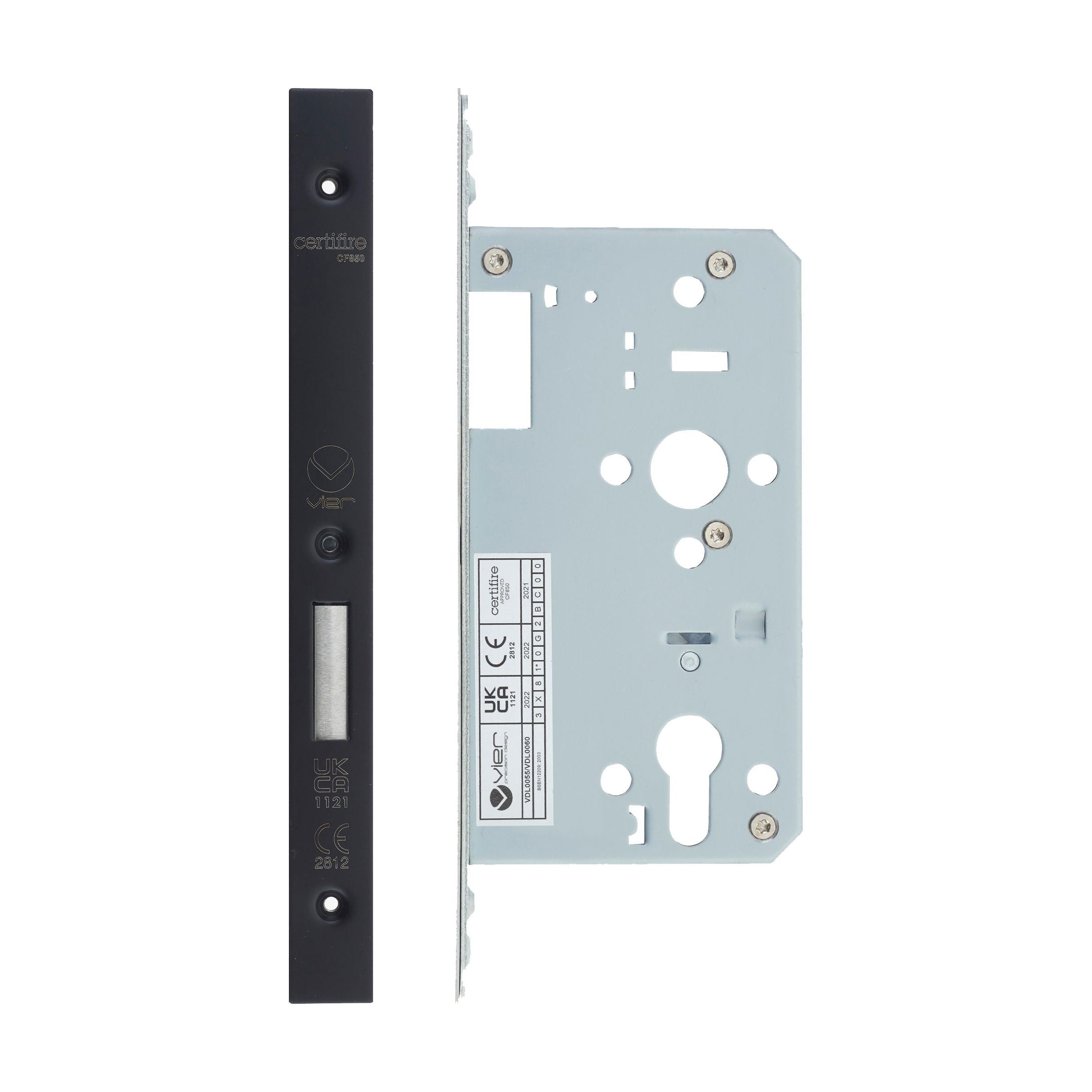 Din Euro Deadlock - 90mm Case - 60mm Backset - Matt Black - tradefit