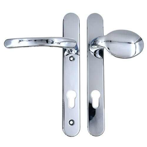 Polished Chrome UPVC Lever Pad Door Handles - 92mm PZ Centres - 122mm ...