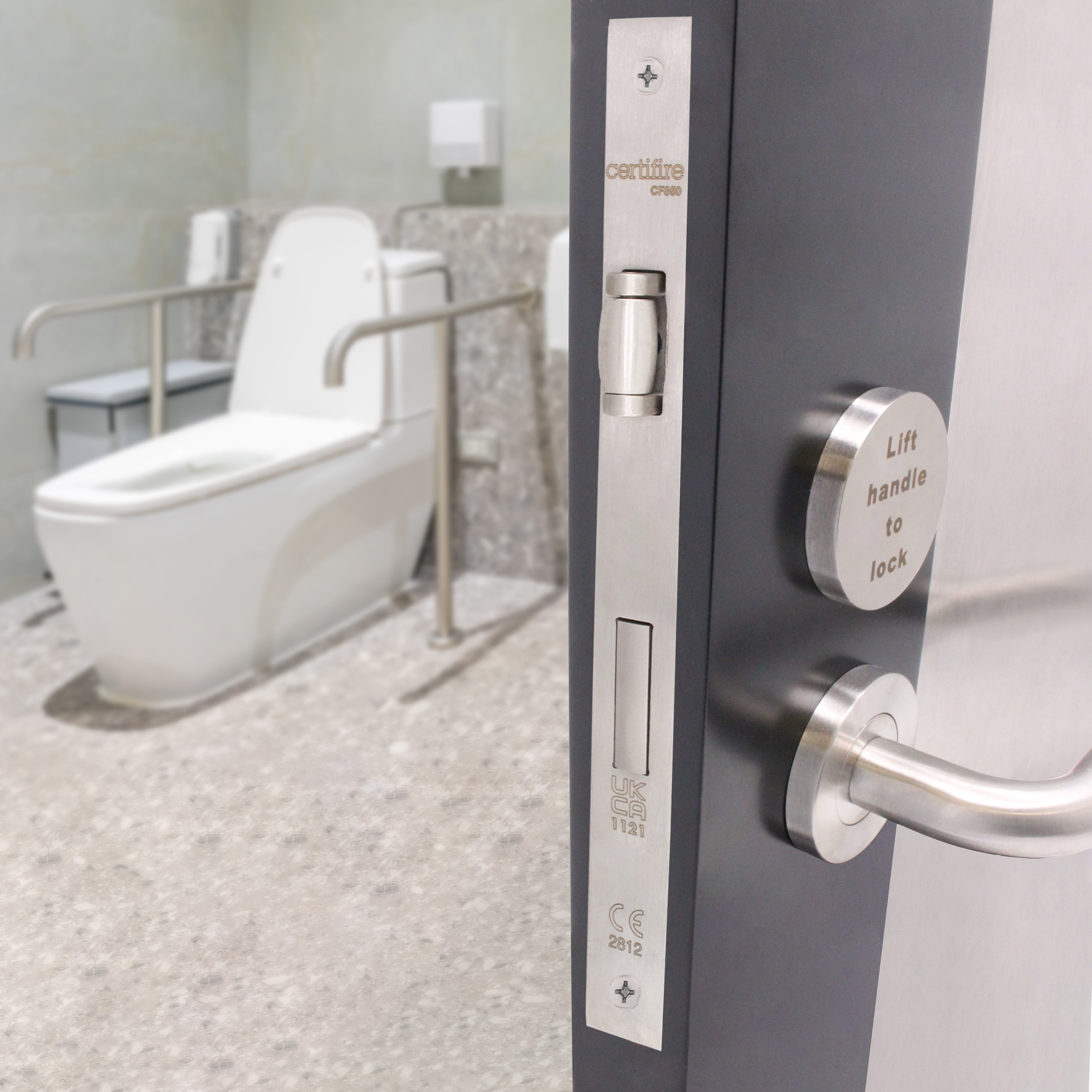 Lift To Lock Kit Disabled Bathroom Toilet Door Lever Handle & Lock ...