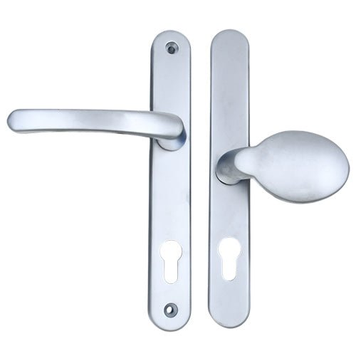 Silver UPVC Lever Pad Door Handles - 62mm PZ Centres External/92mm PZ ...