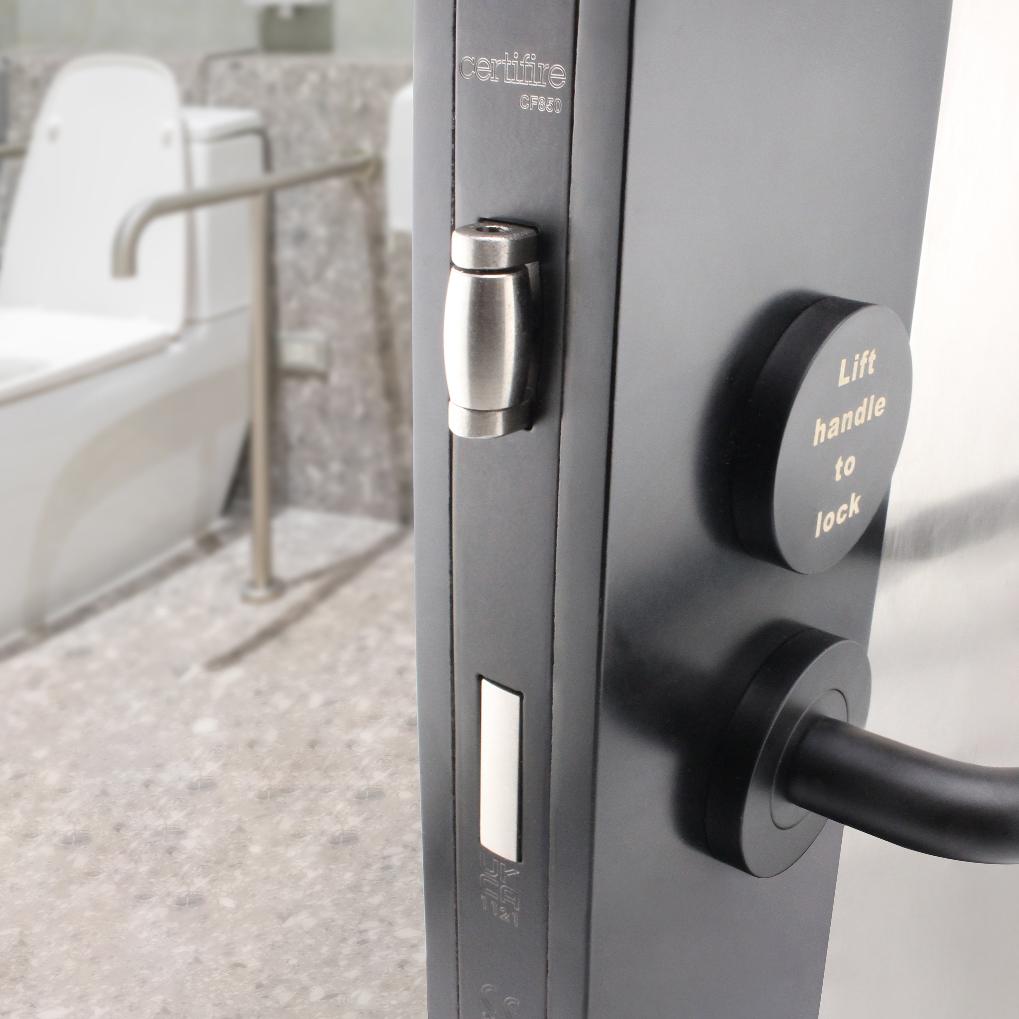 Lift To Lock Kit Disabled Bathroom Toilet Door Lever Handle & Lock ...