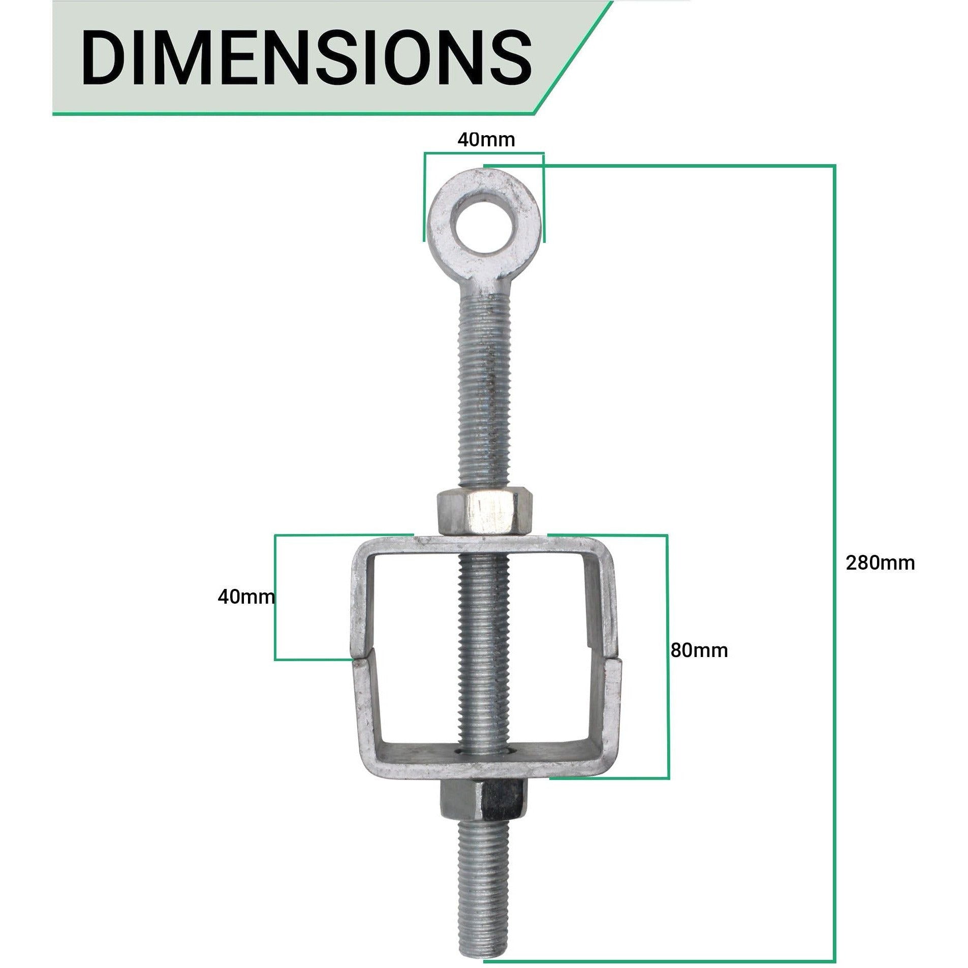 Adjustable Bottom Gate Fitting - 19mm Pin x 280mm - Galvanised - tradefit