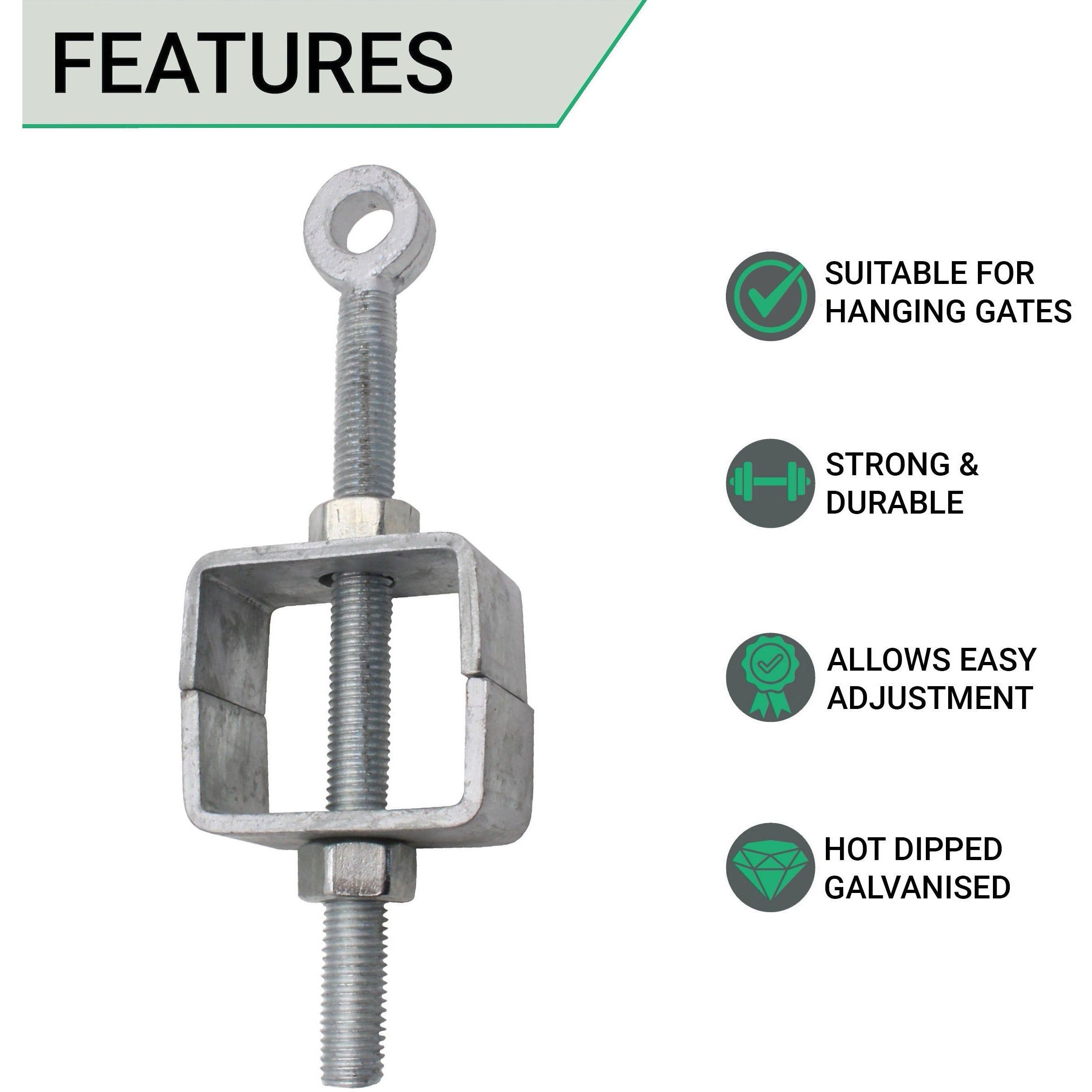Adjustable Bottom Gate Fitting - 19mm Pin x 280mm - Galvanised - tradefit