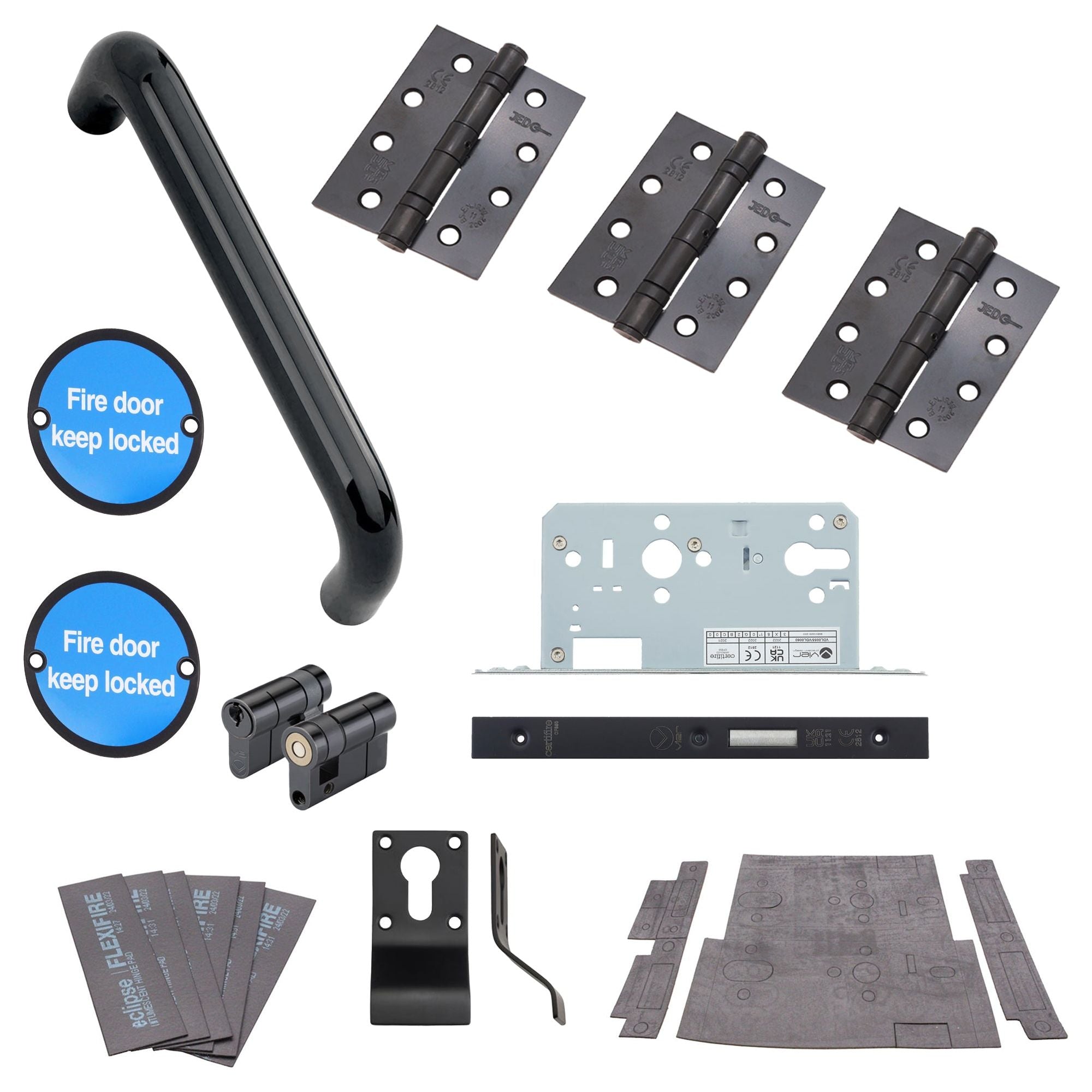 Fire Door Kit - Service Riser Cupboard Locking Door - Matt Black - tradefit