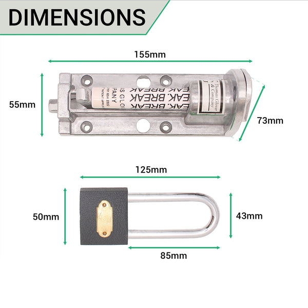 Emergency Exit Break Glass Panic Bolt Kit with Ceramic Tube & Padlock ...