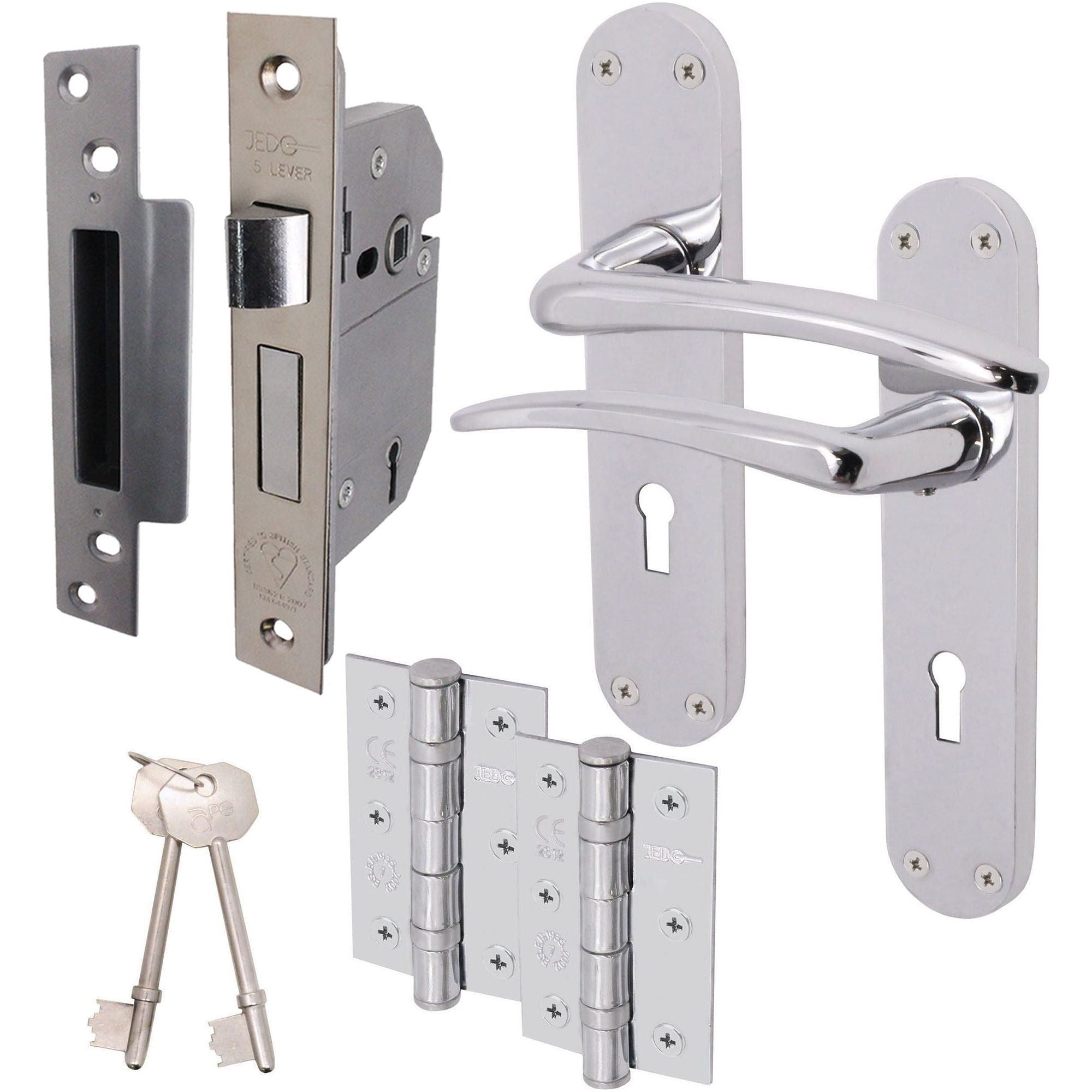 Chrome Lever on Backplate 5 Lever Lock Kit / Pack Zeno Design - 66mm ...