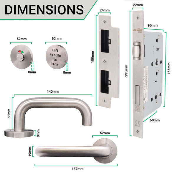 Lift To Lock Kit Disabled Bathroom Toilet Door Lever Handle & Lock ...