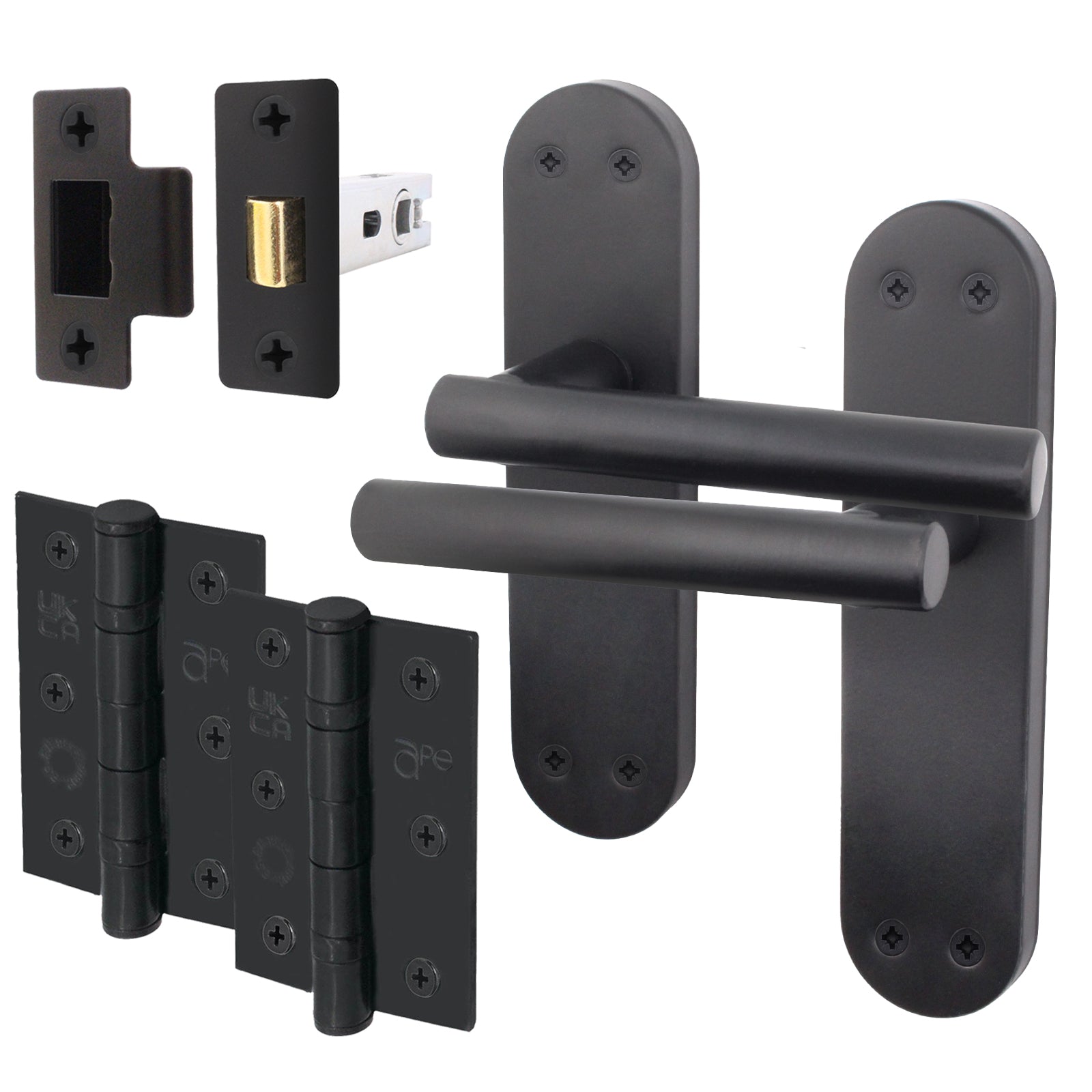 Olbia Matt Black Lever On Backplate Door Handle Pack – 64mm Latch ...