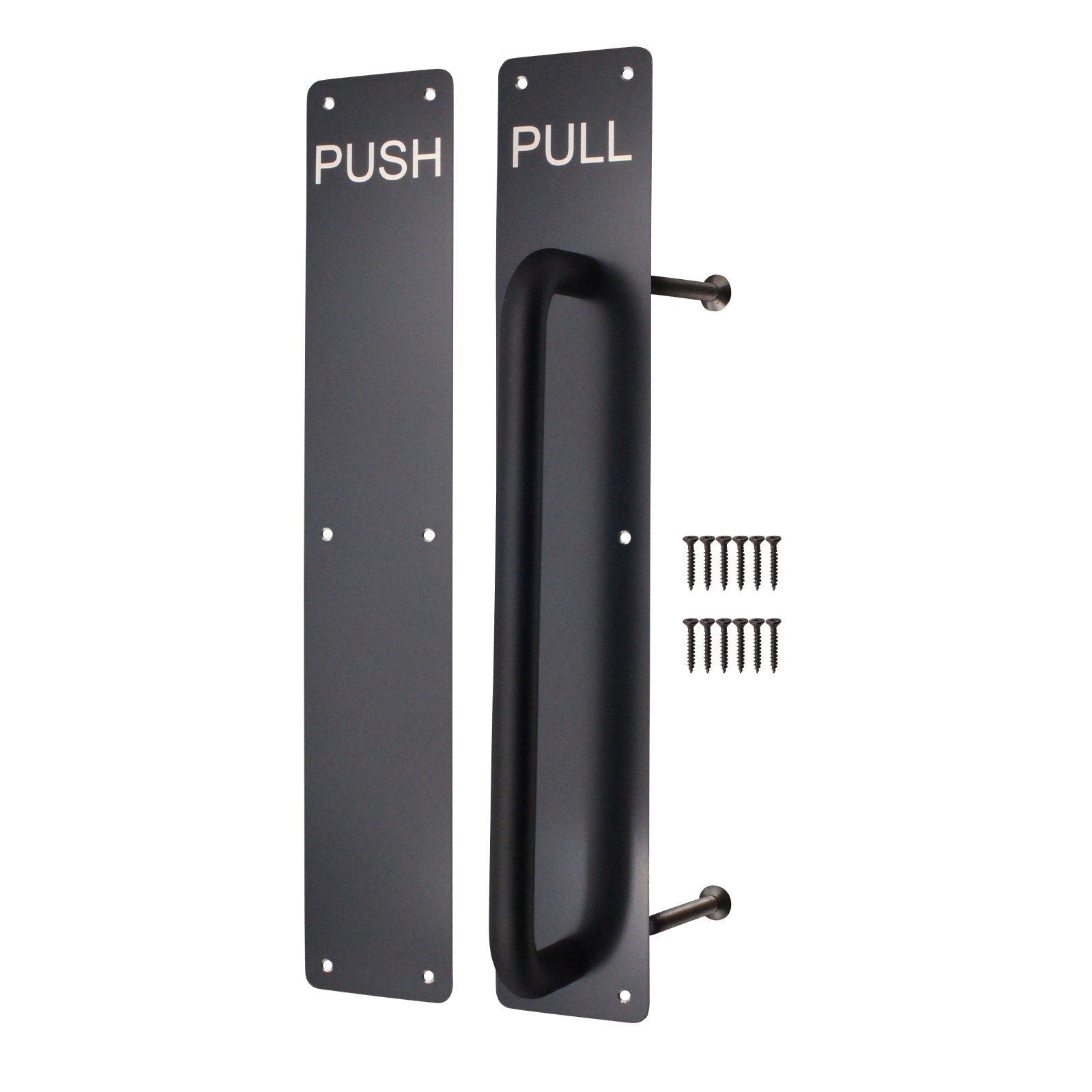Architectural Pull Handle On Plate & Push Plate Kit - 425 x 75mm - Matt ...