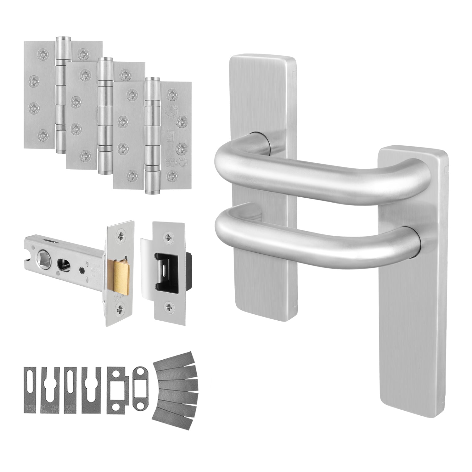 Fire Door Handles Set - 19mm RTD Lever 102mm Hinges 76mm Latch ...