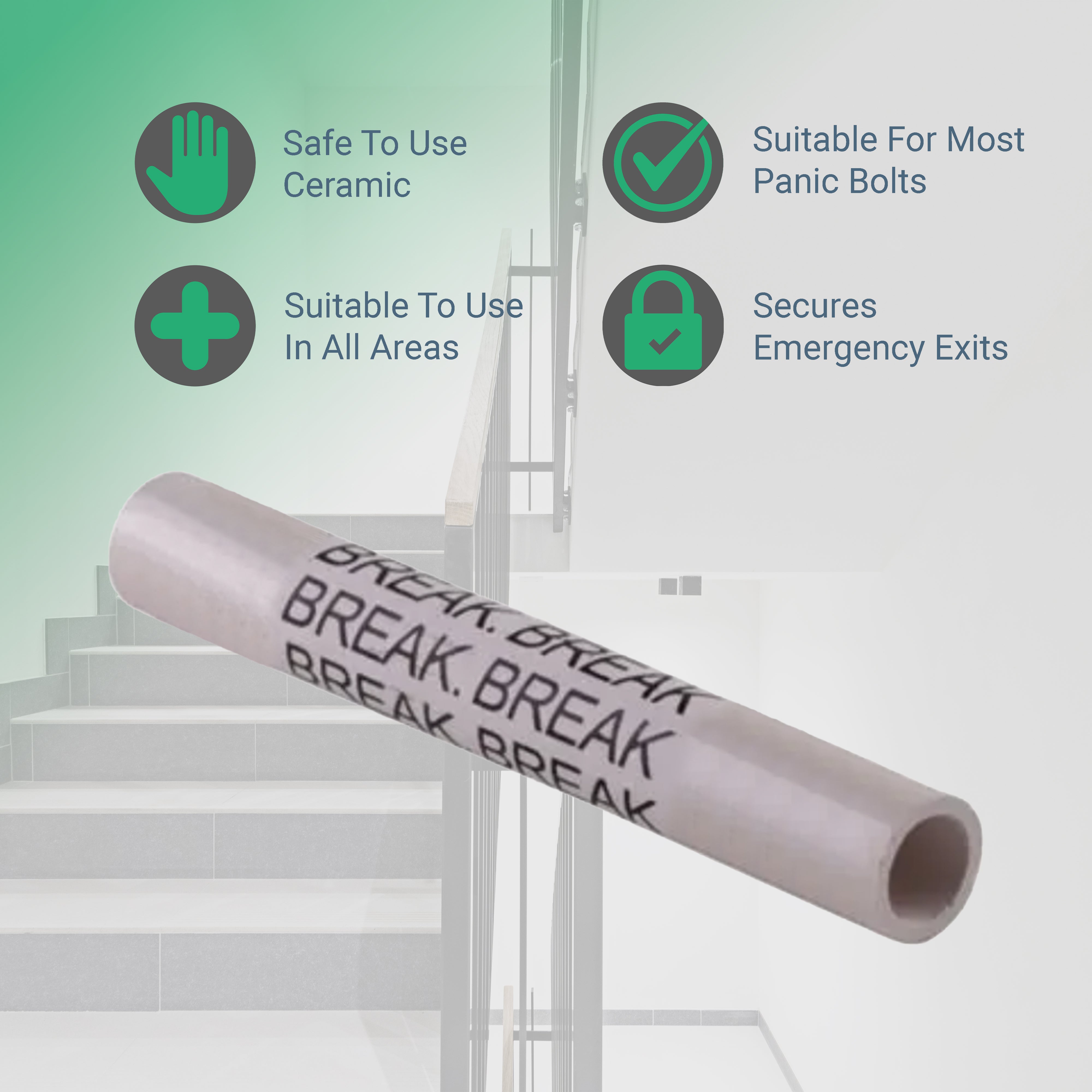 Ceramic Panic Bolt Tubes for Emergency Exit Break Glass Kit - Pack 10 ...