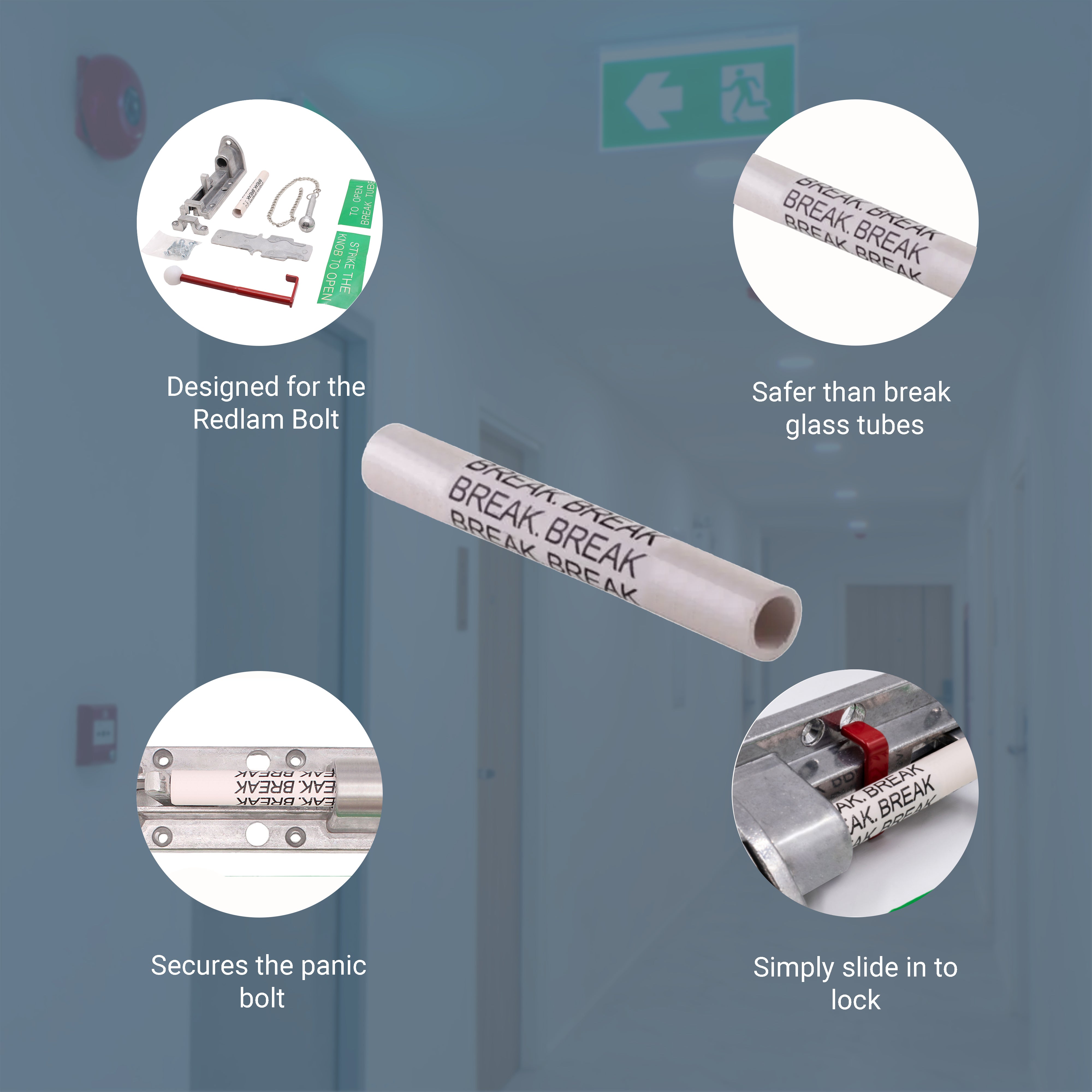 Ceramic Panic Bolt Tubes for Emergency Exit Break Glass Kit - Pack 10 ...