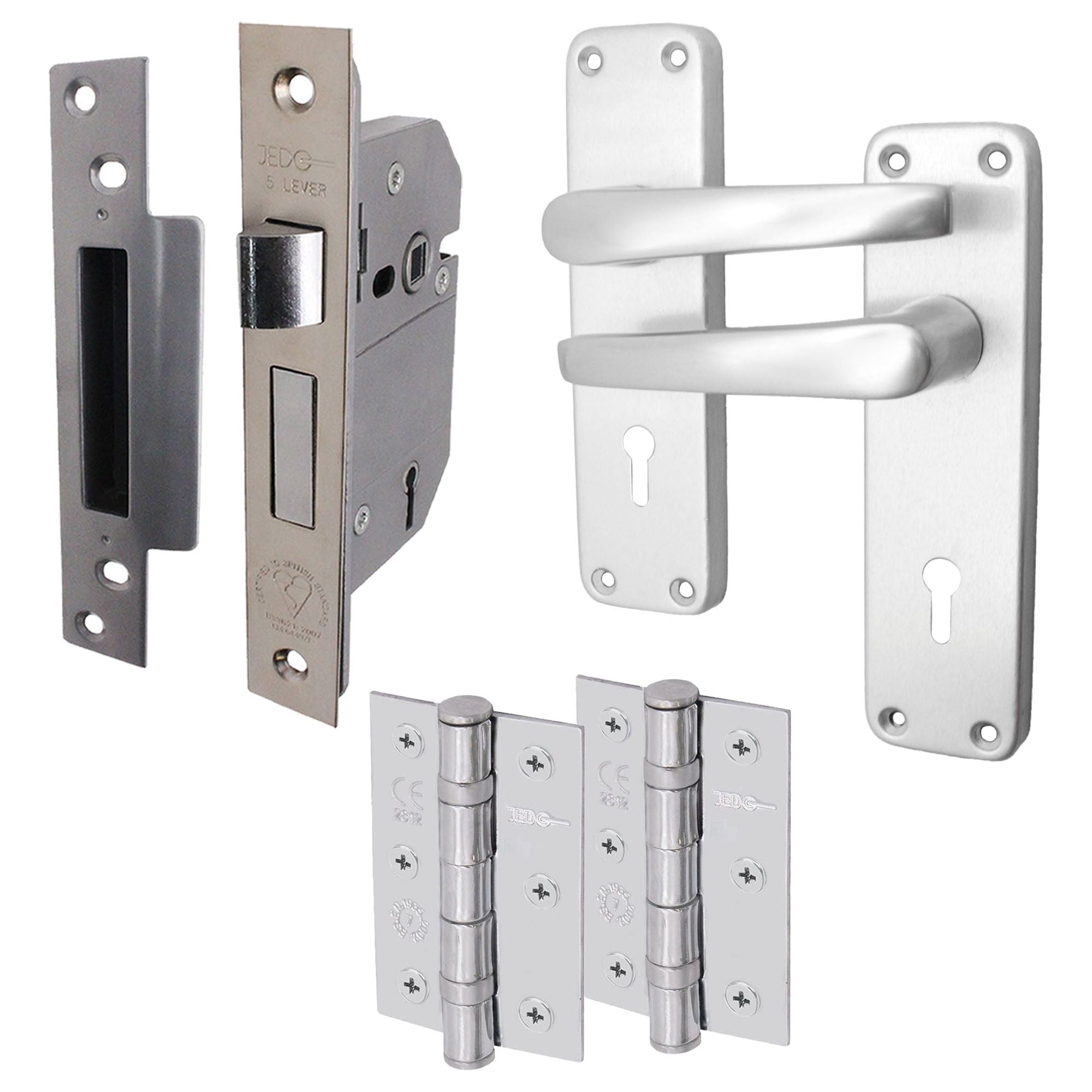 London Lever Door Handle 5 Lever Lock Kit / Pack - 153 x 40mm - 66mm ...
