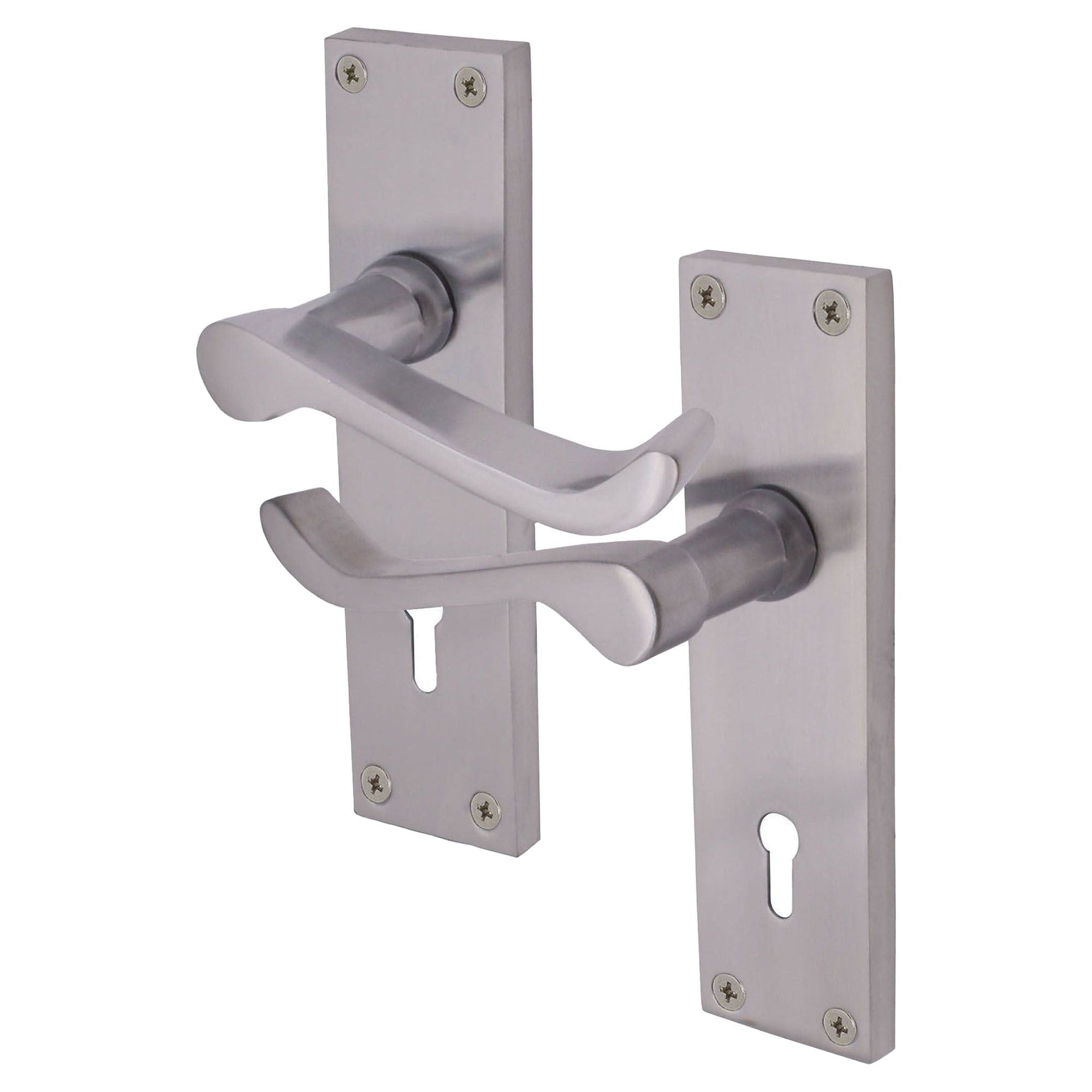 Chrome Lever Door Handles on Backplate Rectory Pattern 5 Lever Lock Kit ...