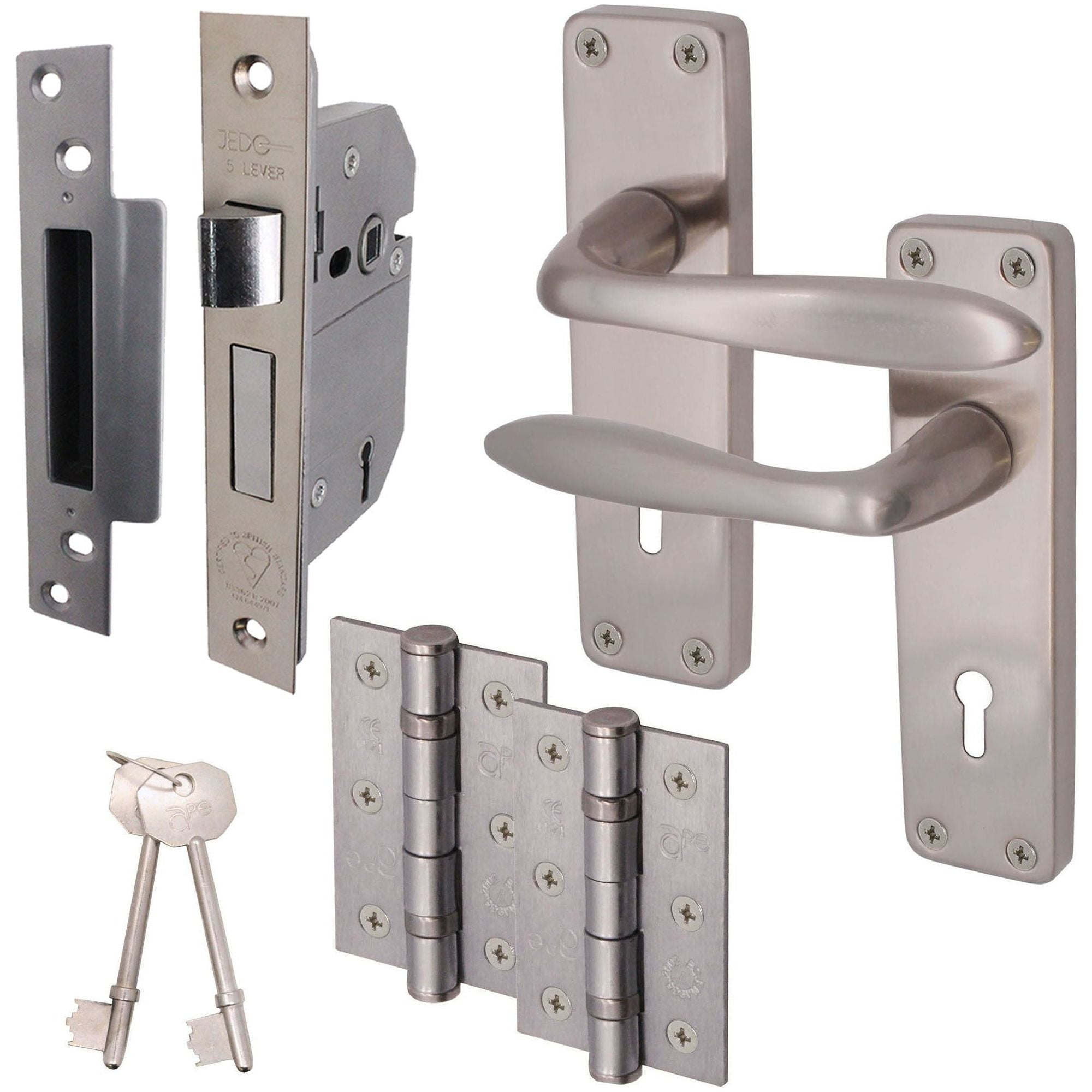 Sassari Satin Nickel Lever on Backplate Door Handle Pack - BS3621 5 ...