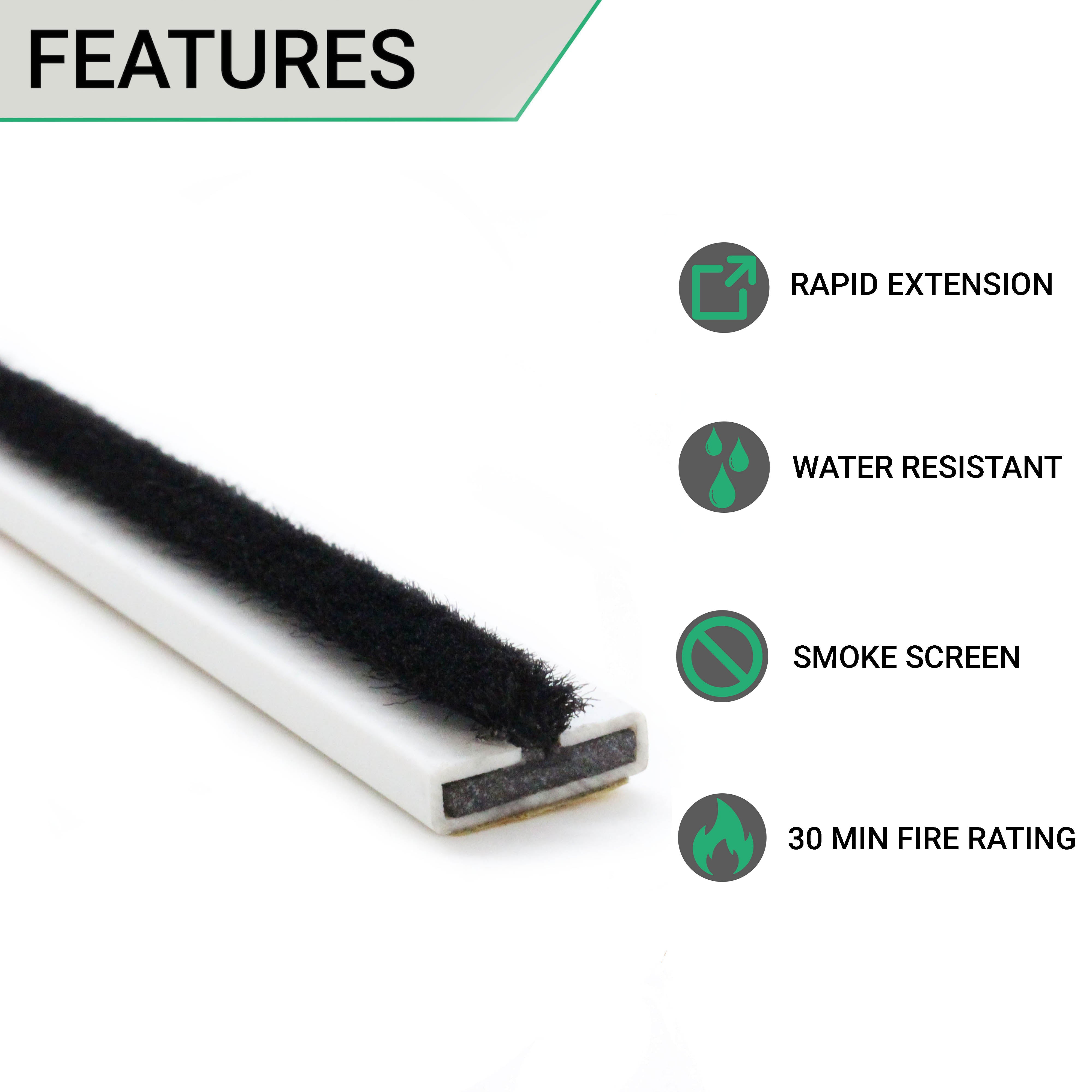 Intumescent Fire Door Seal Strip - Fire and Smoke - 15x4x2100mm - White ...