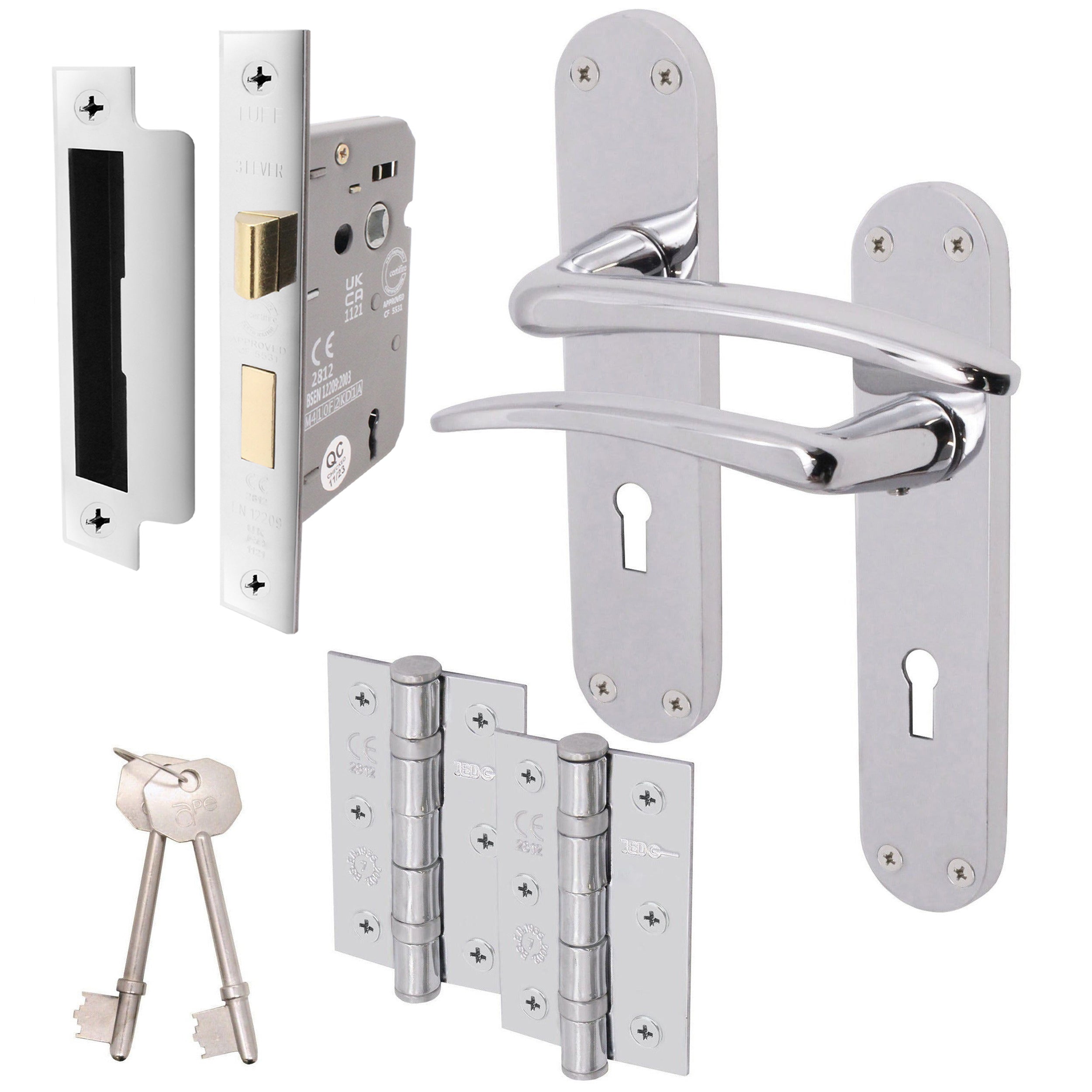 Chrome Lever on Backplate Lock Kit / Pack Zeno Design - 66mm Lock ...