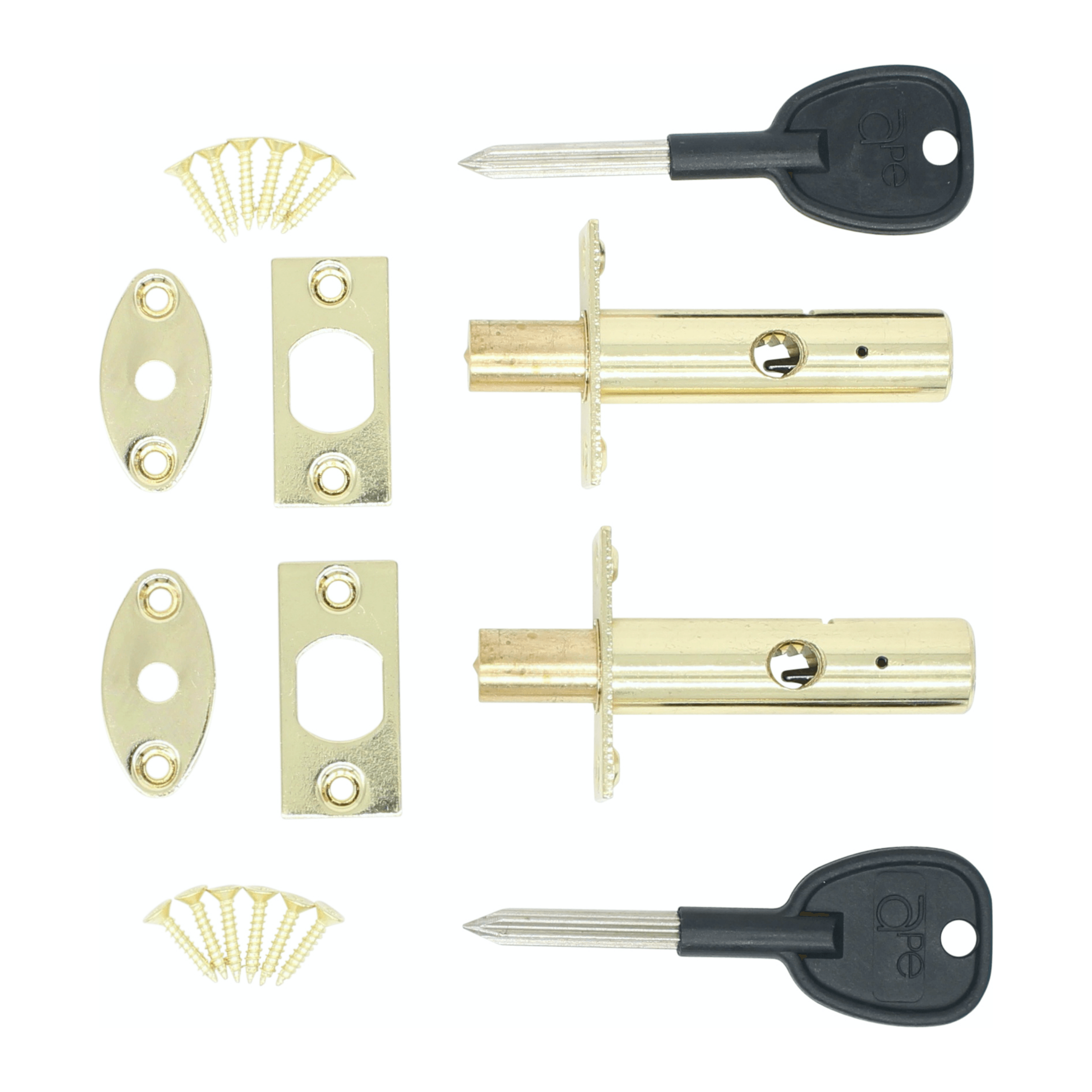 Concealed Door Security Rack Bolts Pack of 2 + 2 Keys - 61mm - Brass ...