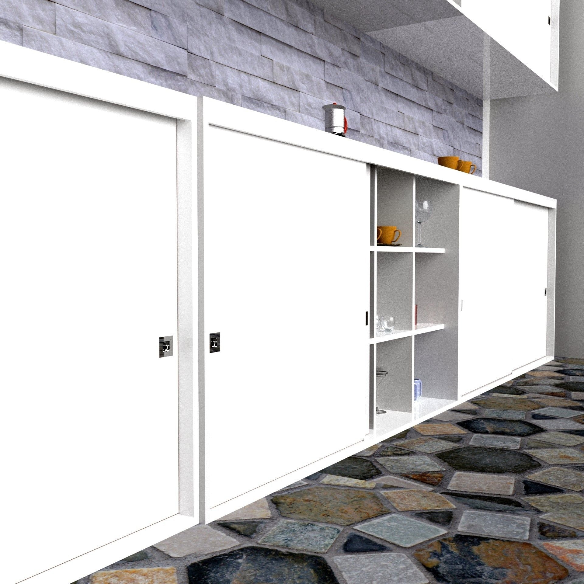 Top Hung Cupboard Sliding Door System To Suit 1.2m Opening - tradefit