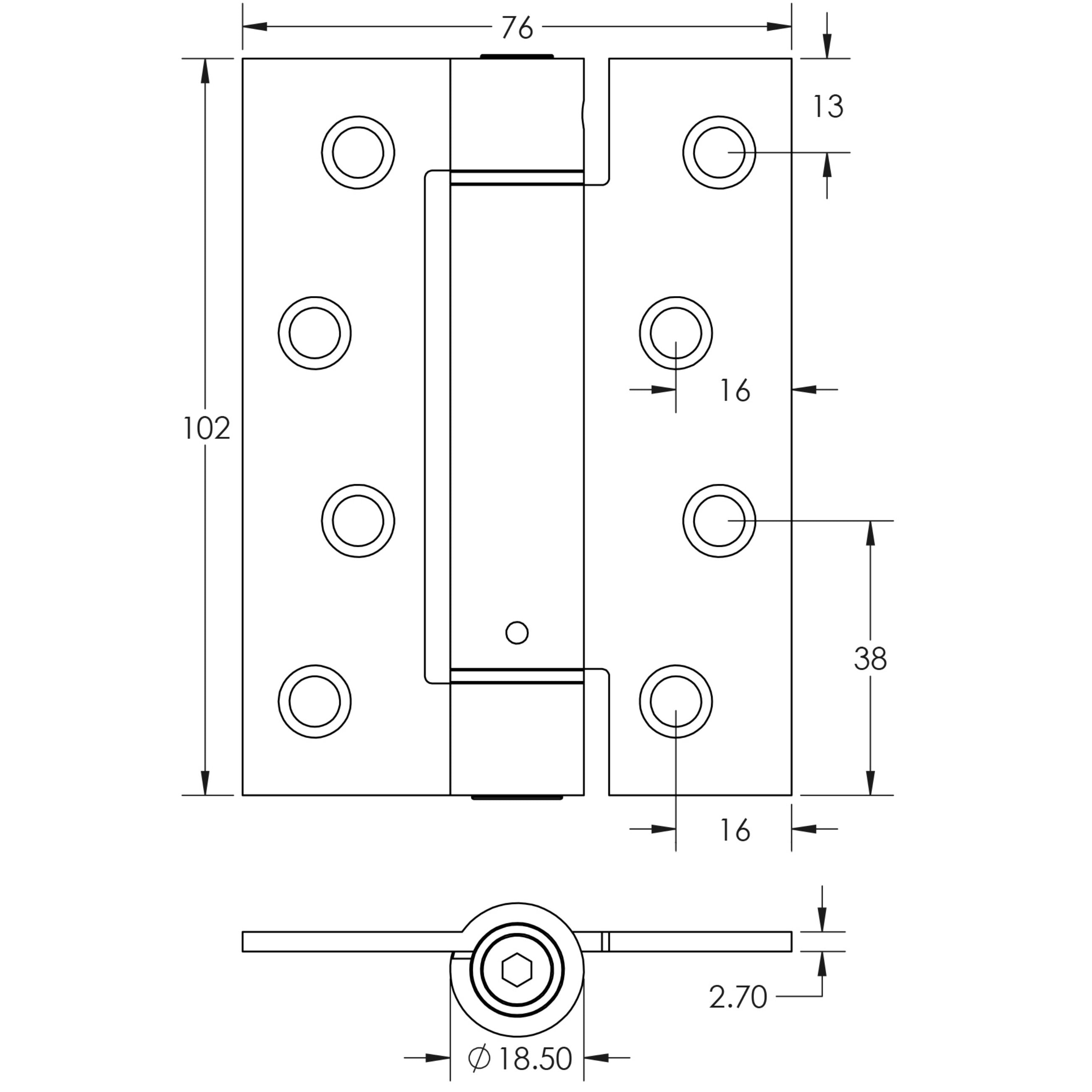 Spring Hinges Single Action Fire Door Pack 3 Self Closing - RADIUS ...