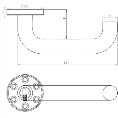 Return To Door Handle Lever on Round Rose FD30/60 - 19x52mm 8mm Sprung ...