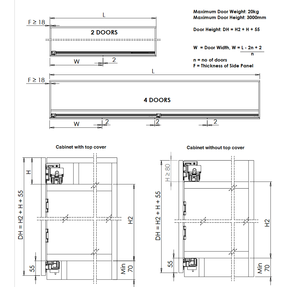 Concealed Sliding Folding Wardrobe Door Kit - 4 Door kit - To Suit 3m ...
