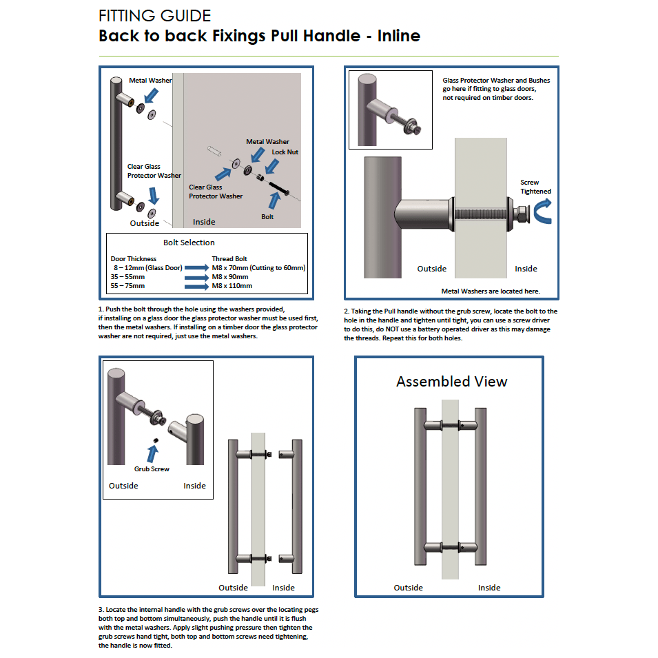 Guardsman Entrance Cranked Pull Handles - Back to Back Fix - 425 x 32mm ...