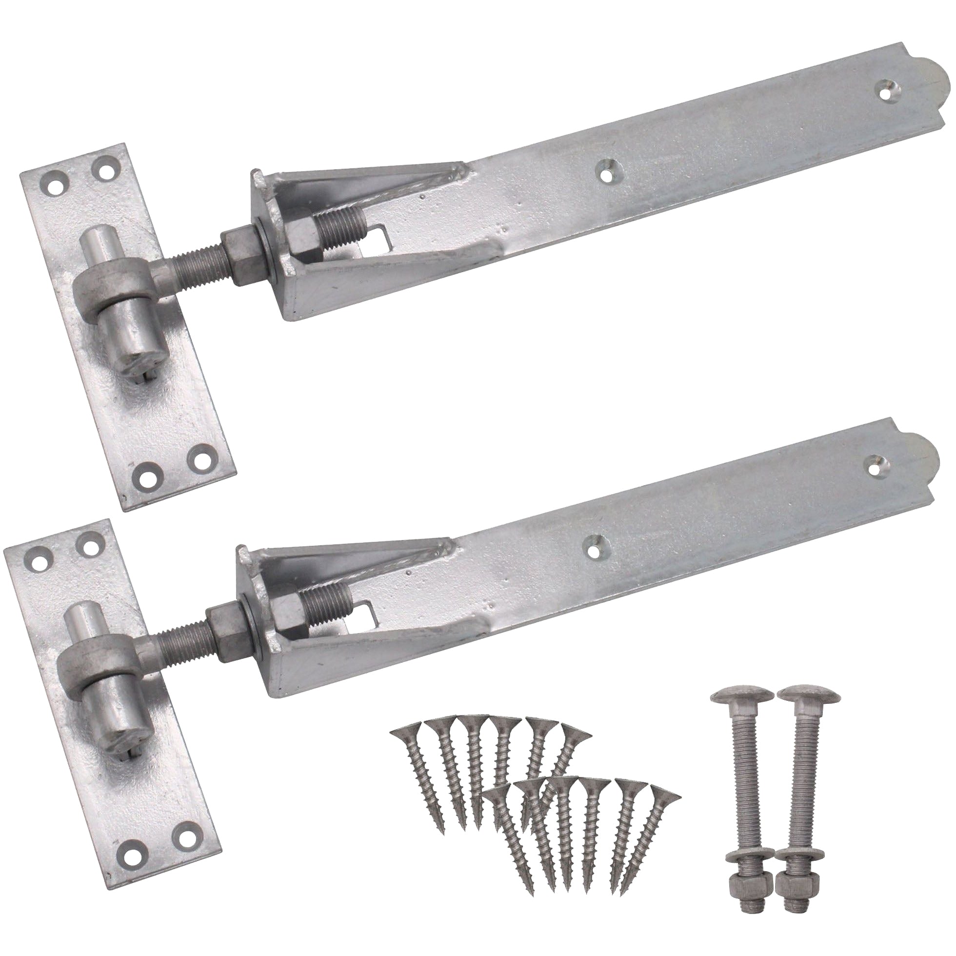 Adjustable Hook and Band Gate Hinge Set - 450mm / 18" - Galvanised (Pair)