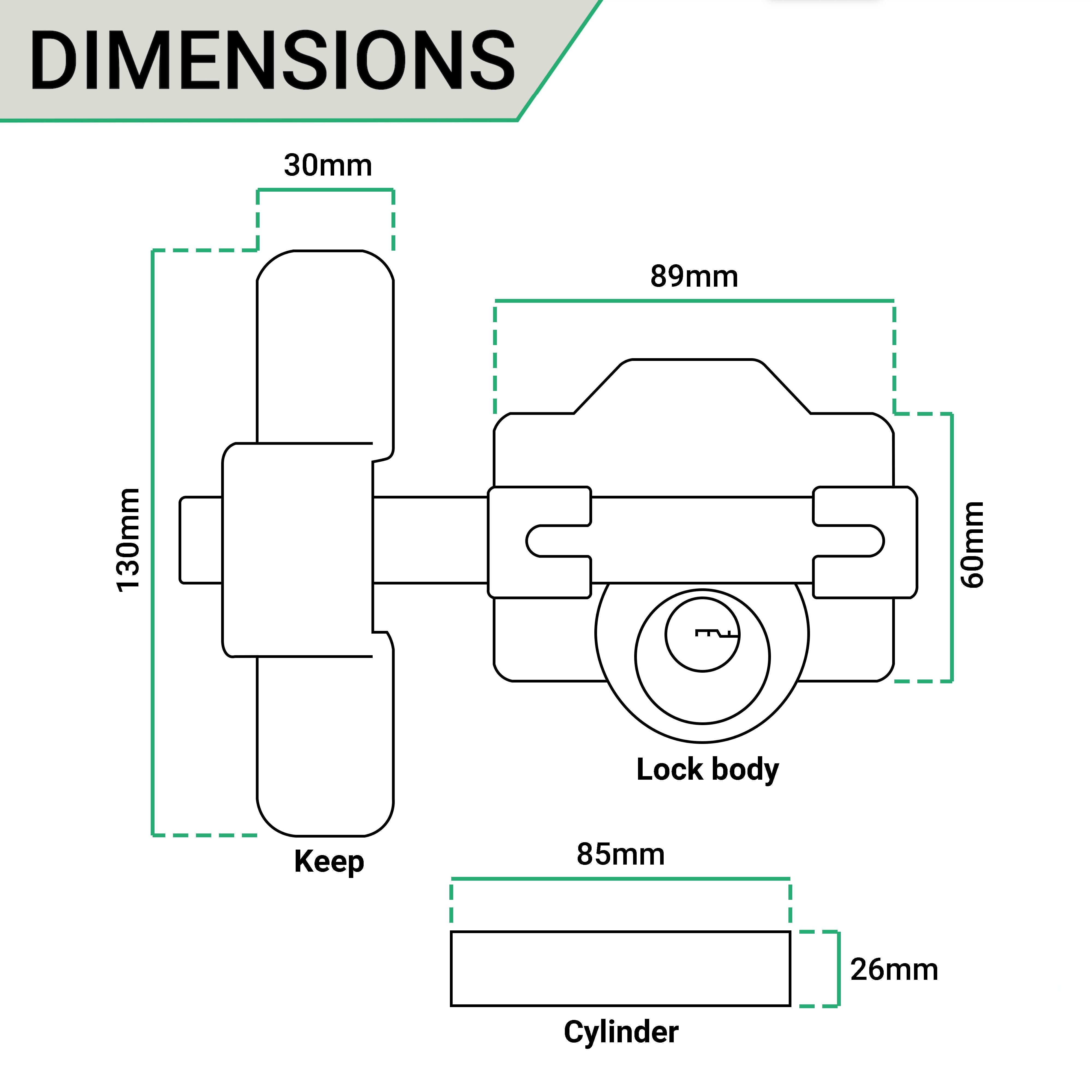 Timber Gate Lock Long Throw Bolt Suit Gates to 50mm Thick - tradefit