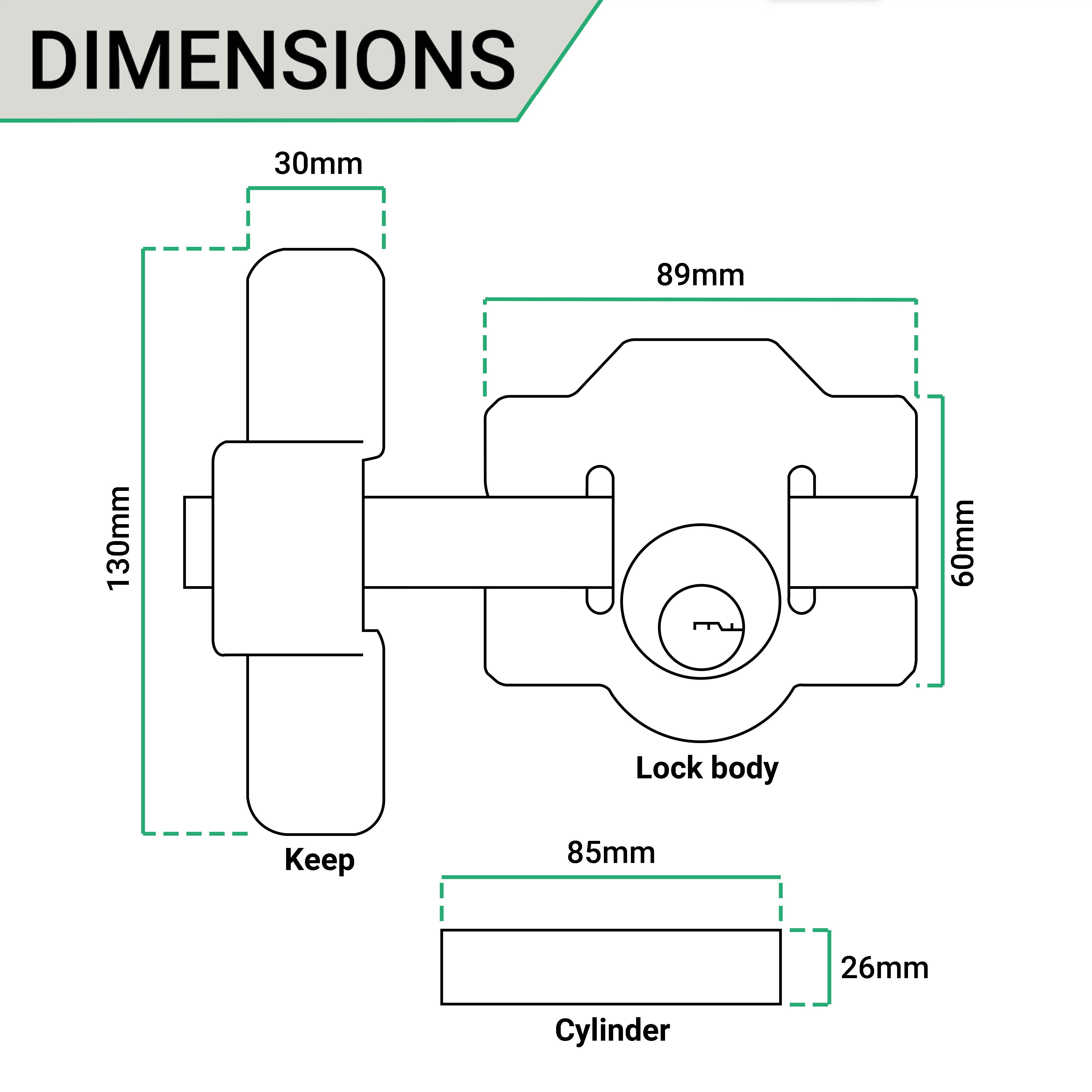 Long Throw Gate Lock & Pull Handle - Single Locking - 50mm - tradefit