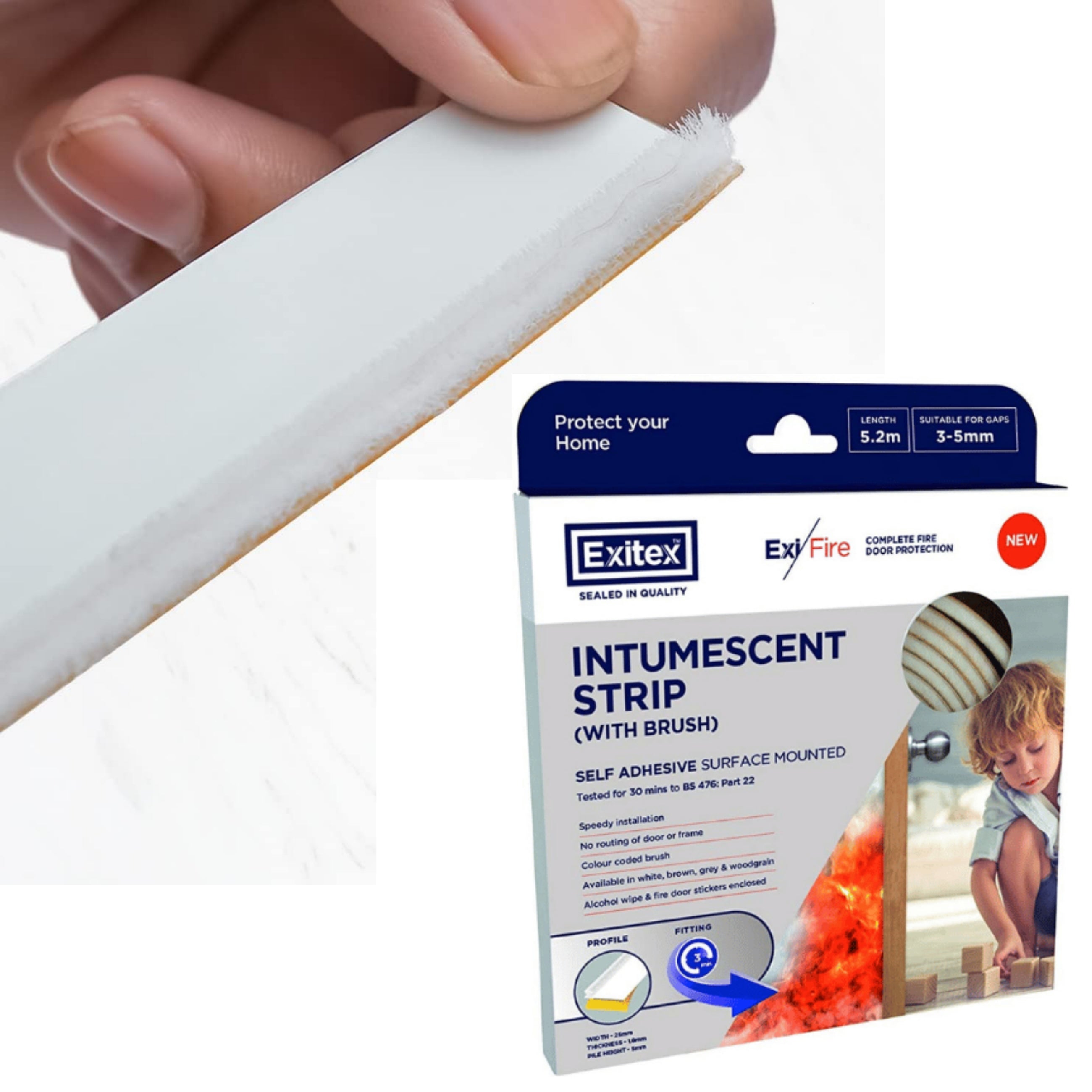 Surface Self Adhesive Intumescent Seal Strip Fire Smoke Draft and ...