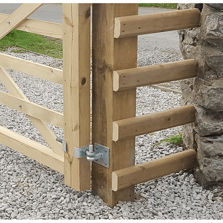 Field Gate Hinge Set Double Strap Adjustable Hook On Plate - (24