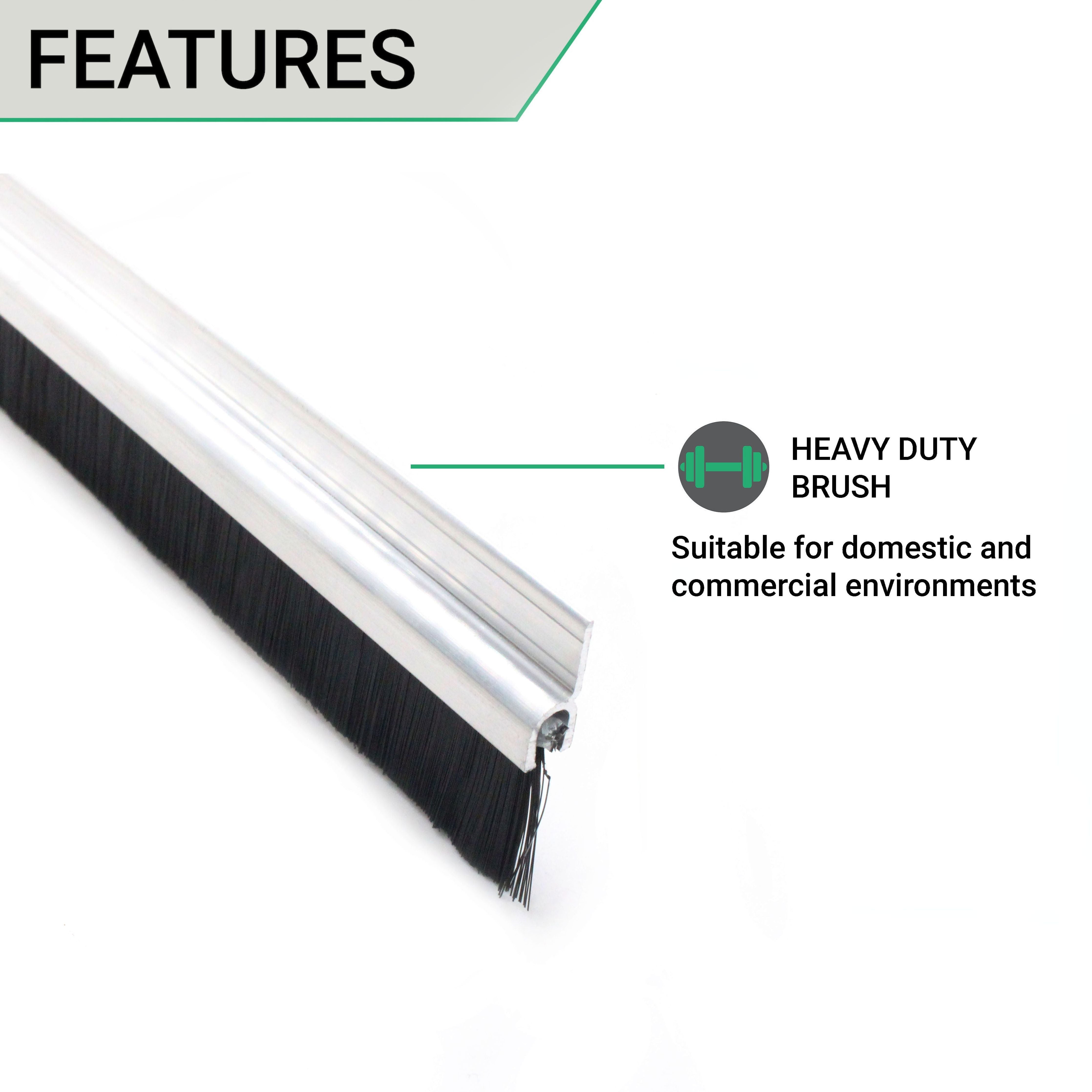 Door Bottom Brush Draught Seal - 914mm - Aluminium - tradefit
