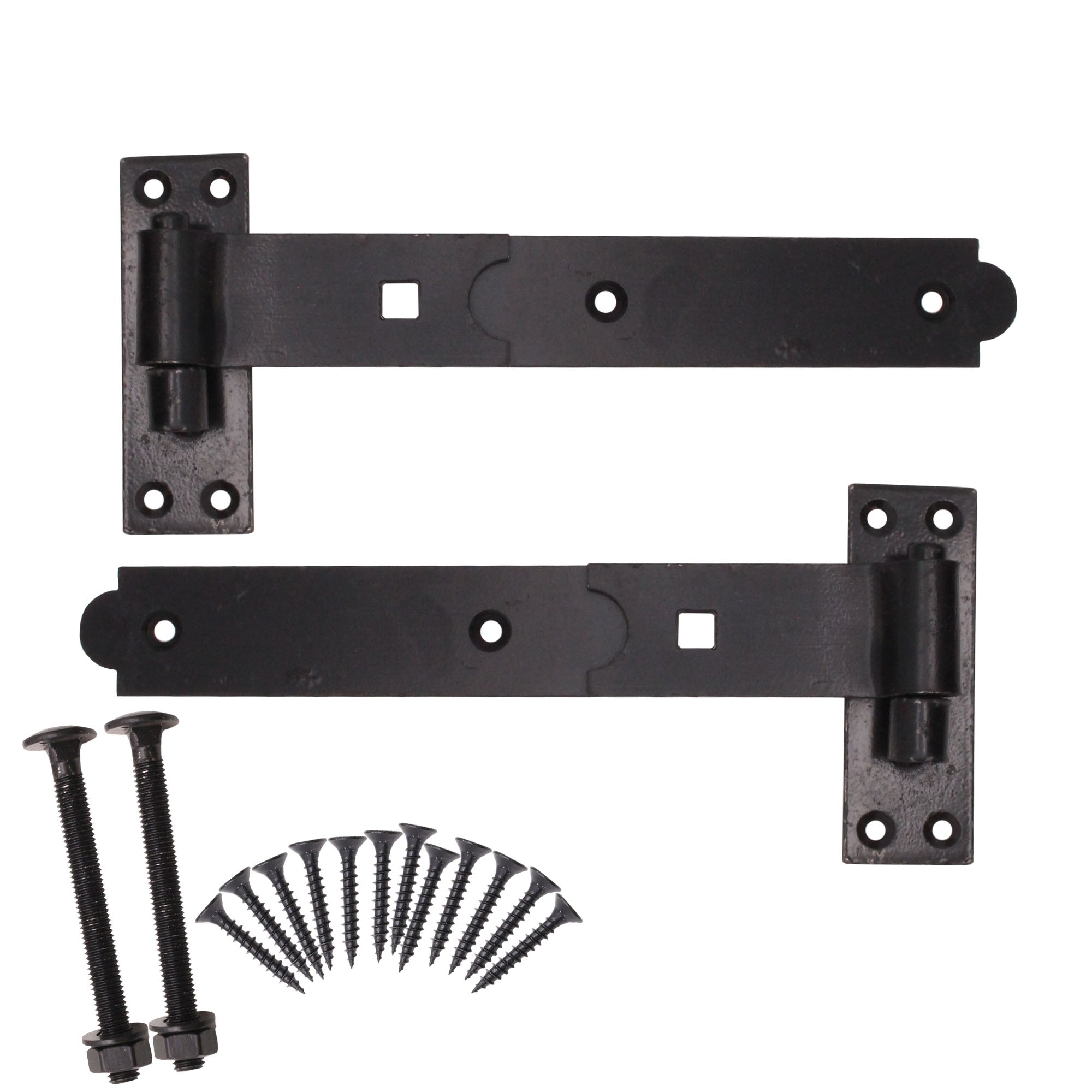 Gate Garage Hinges Hook and Band Straight - 300mm - Black - tradefit