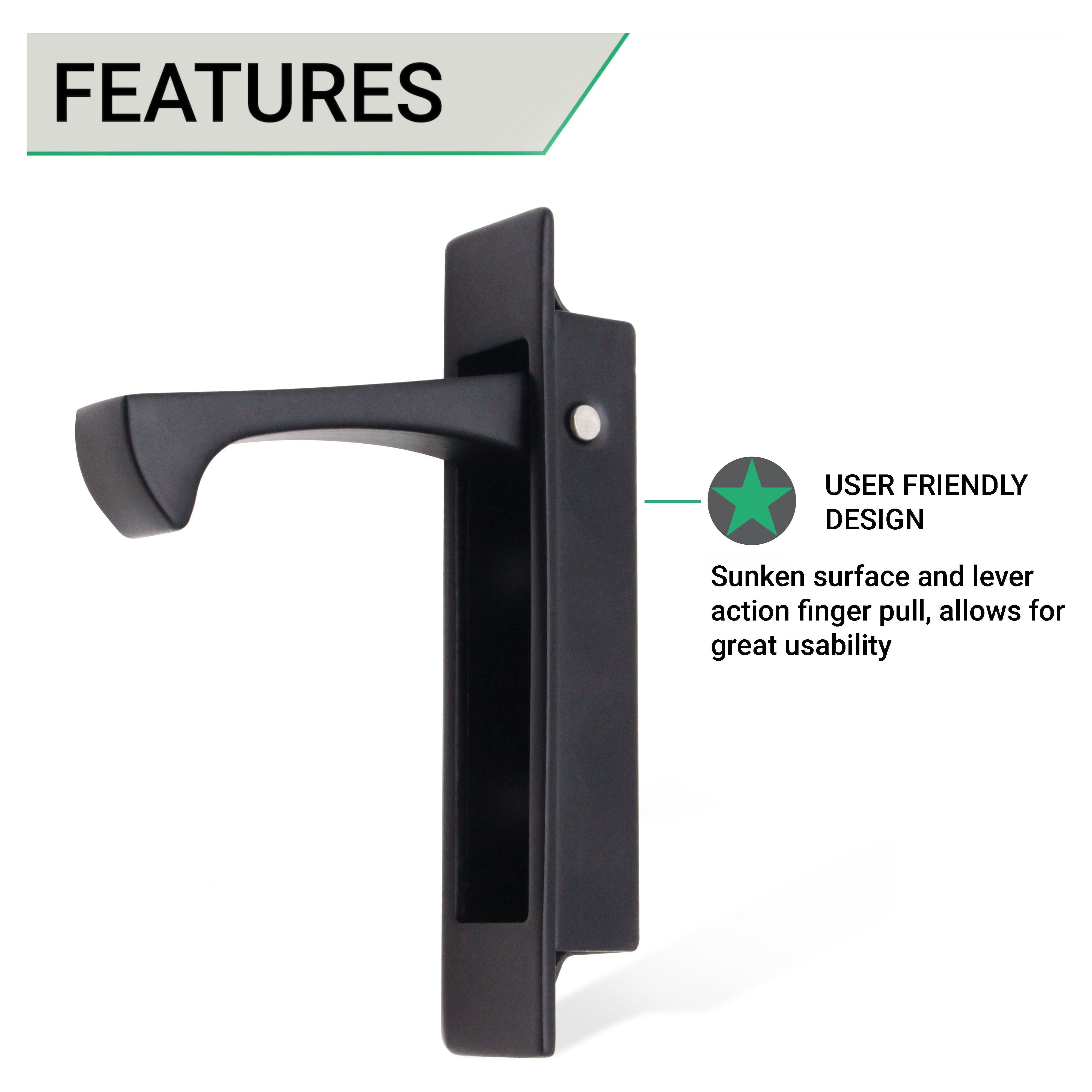 Sliding Pocket Door Edge Pull - 90mm x 18mm x 14mm Deep - Matt Black ...