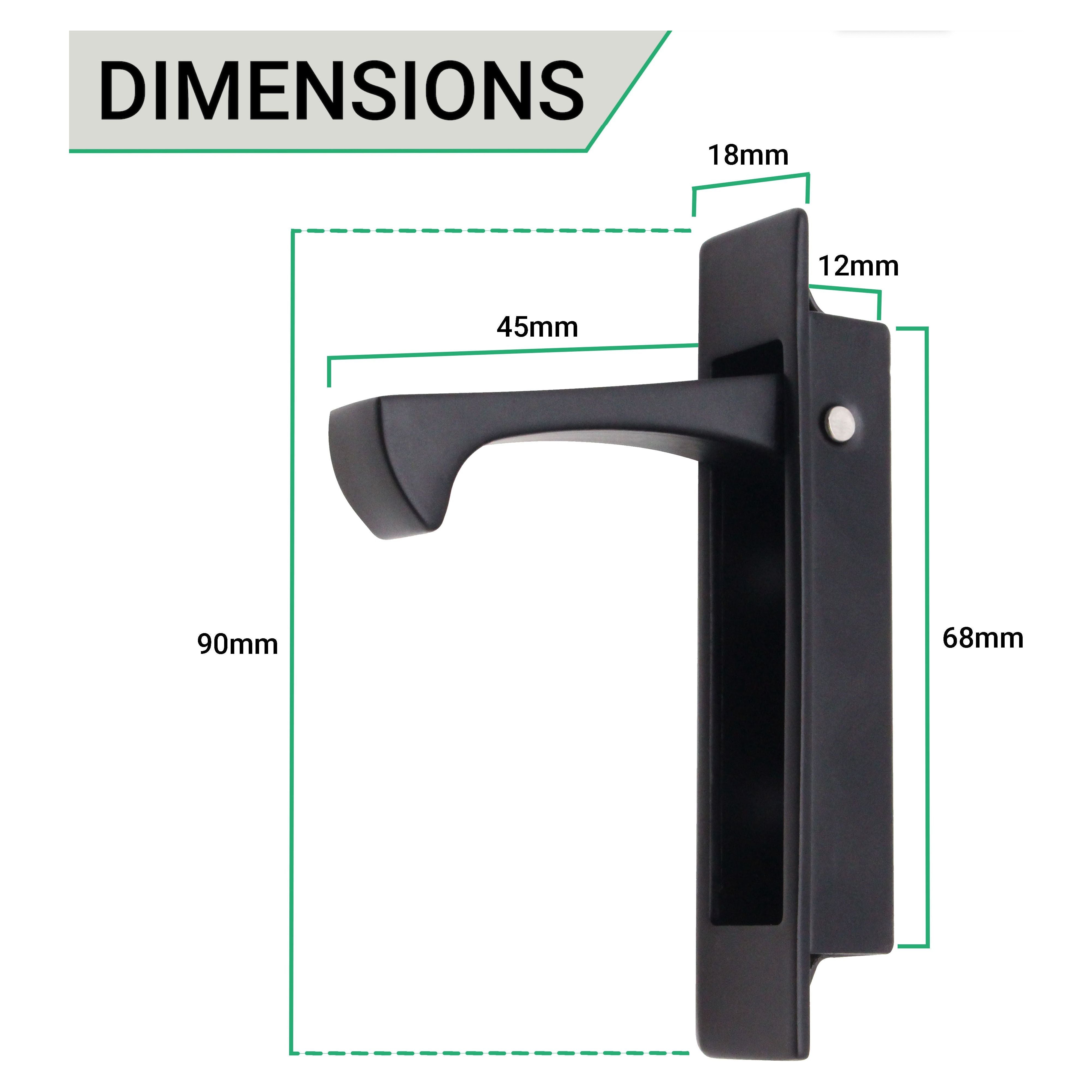 Sliding Pocket Door Edge Pull - 90mm x 18mm x 14mm Deep - Matt Black ...