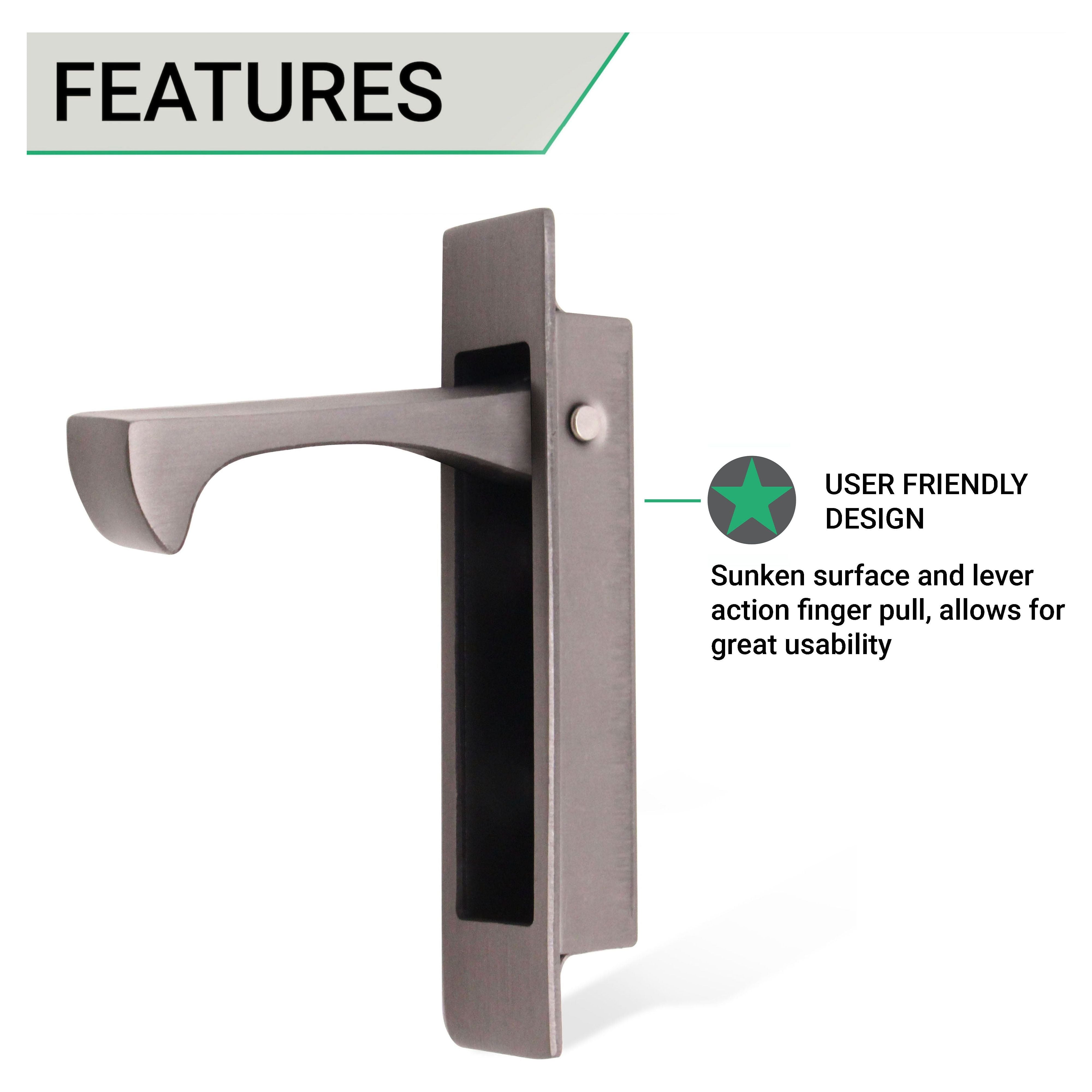 Sliding Pocket Door Edge Pull - 90mm x 18mm x 14mm Deep - Matt Bronze ...