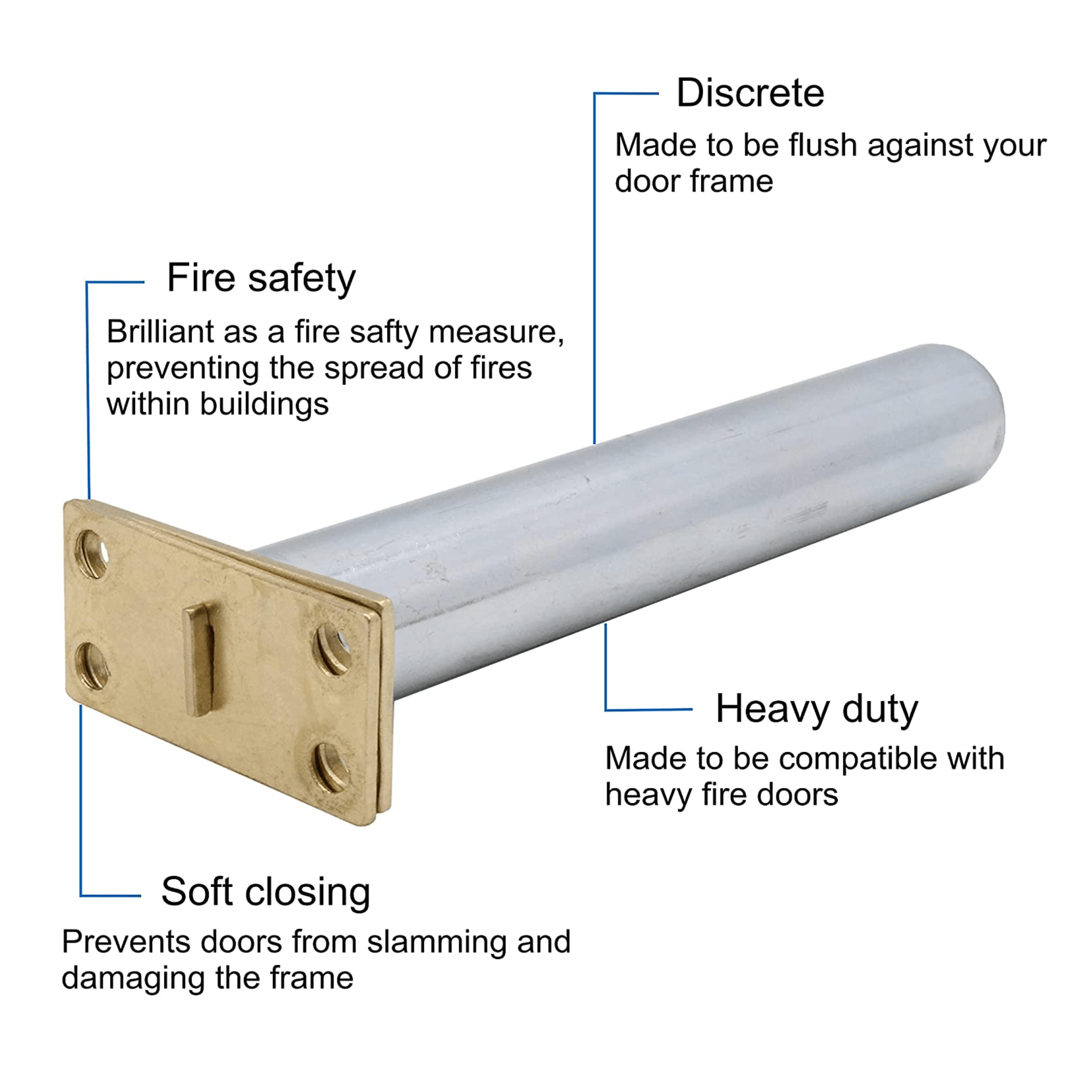 Chain Door Closer - CE 30 Minute Fire Rated - 50 x 25 x 22mm - Brass ...