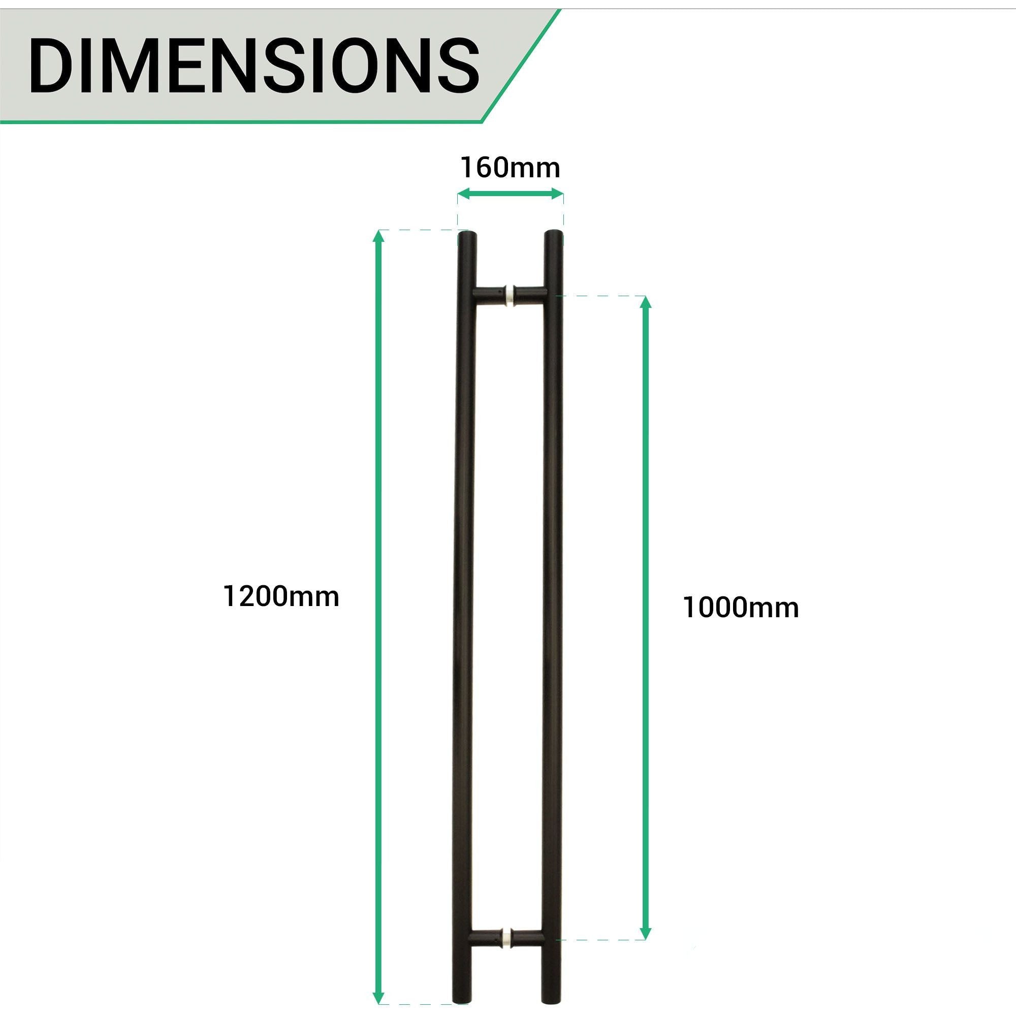 Guardsman Entrance Pull Handles - Back To Back Fix - 1200 x 32mm 1000mm ...