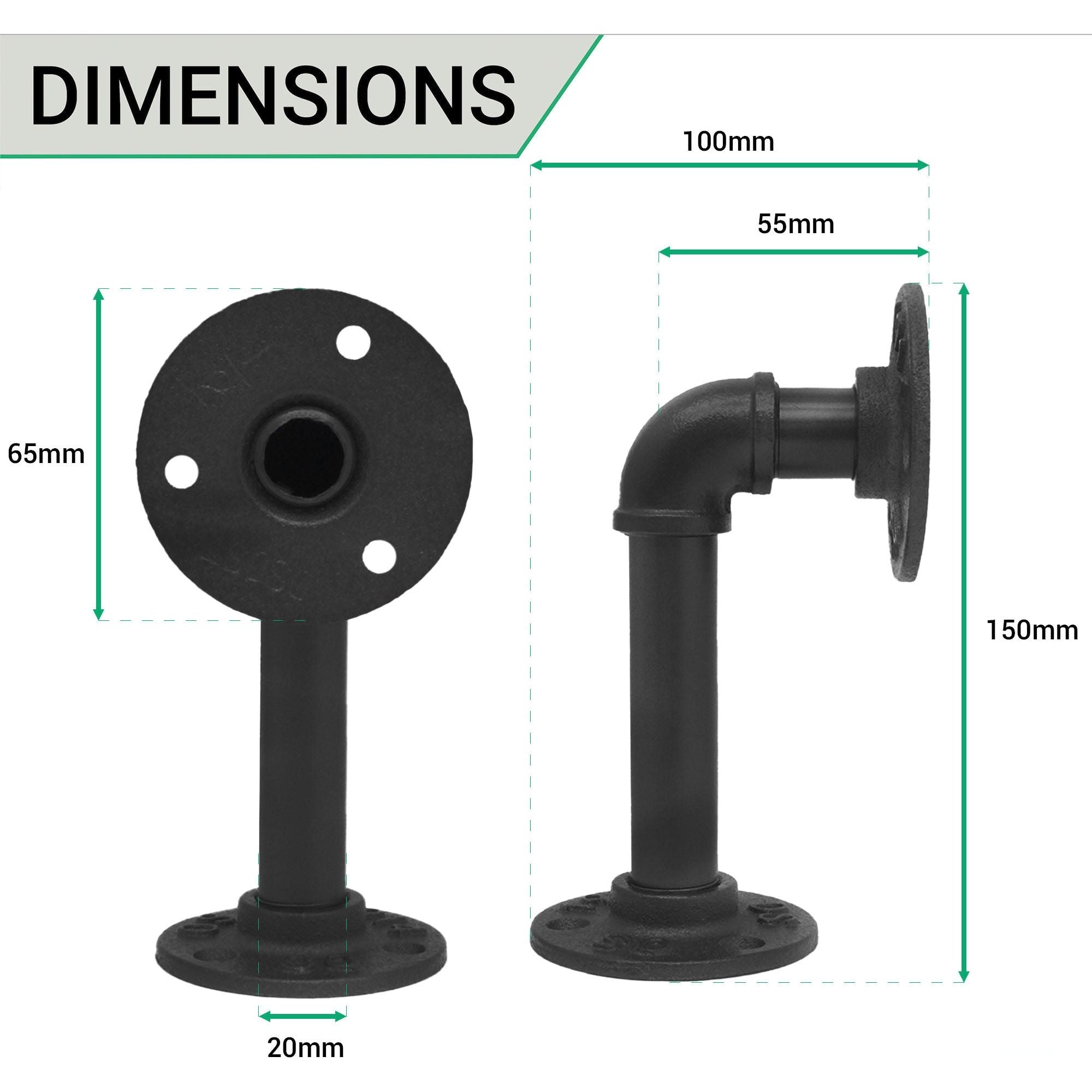 Rustic Pipe Shelf Brackets Cast Iron Scaffold Type - Pair / 2 Brackets ...