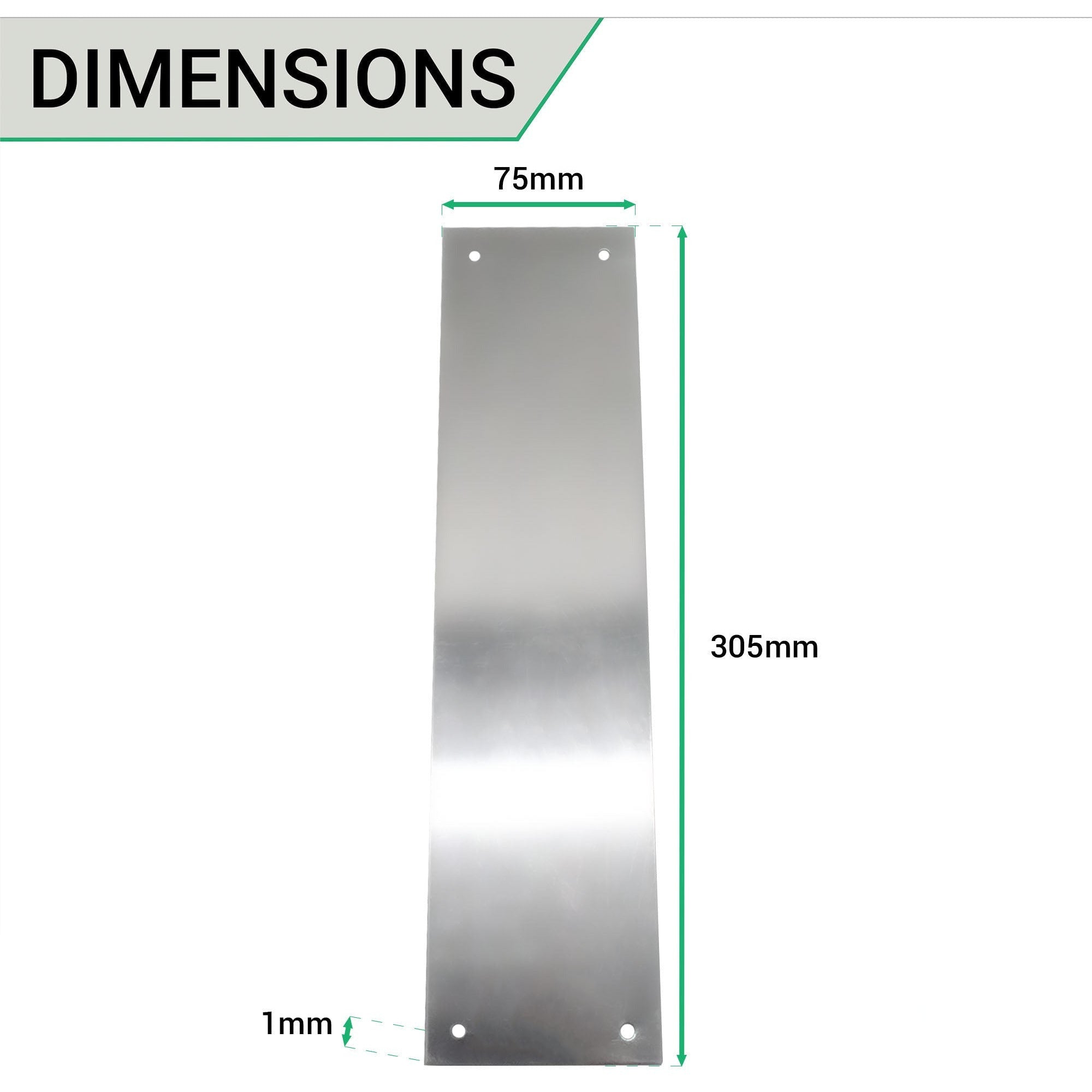 Door Finger Plate - 305x76mm - Satin Aluminium - tradefit