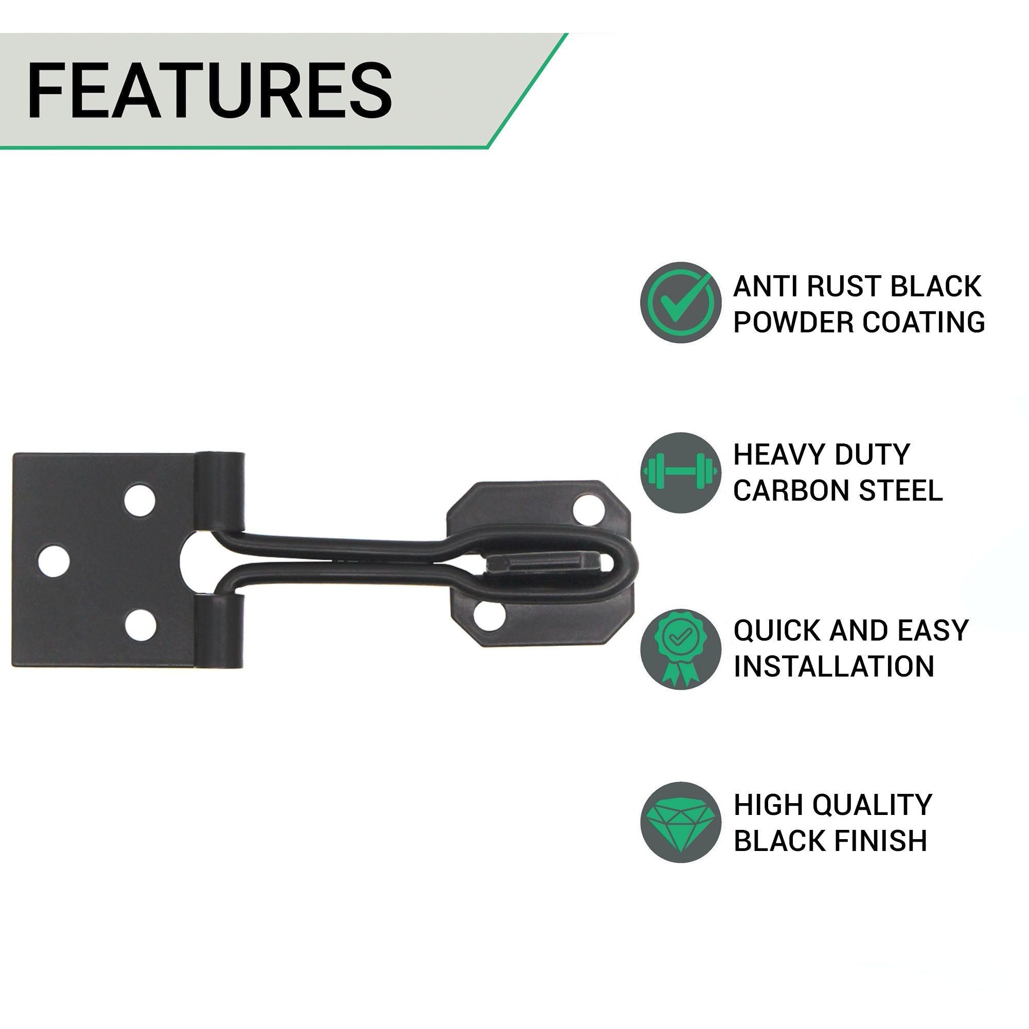 Wire Pattern Hasp & Staple - 4 inch - Black - tradefit