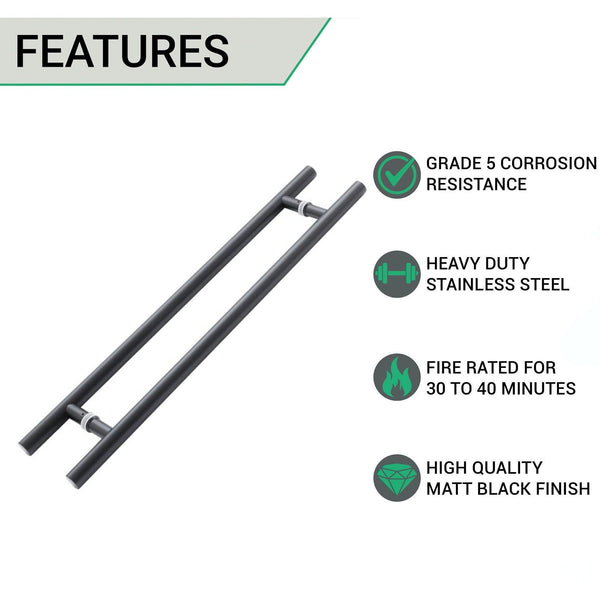 Guardsman Handle Back To Back - 1800x32x1600mm - Matt Black - tradefit