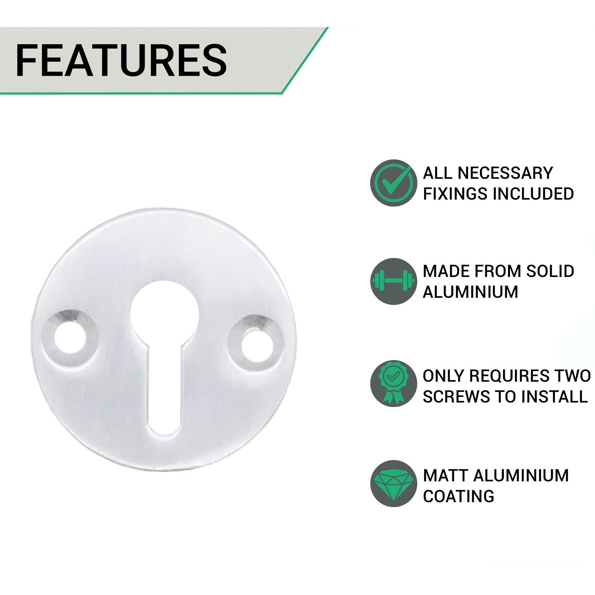 Keyhole Escutcheon - 32mm - Satin Aluminium - tradefit