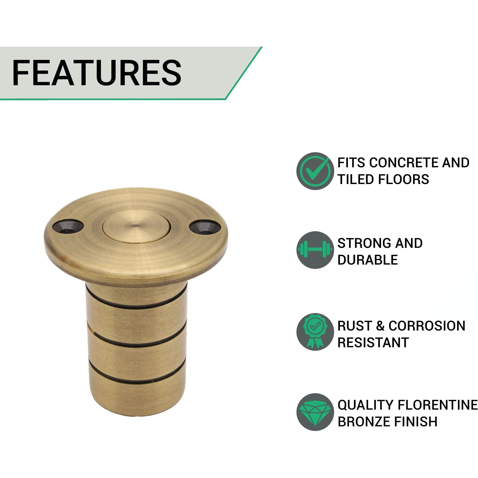 Brass Dust Socket for Flush Bolts - 20 x 35mm - Florentine Bronze ...