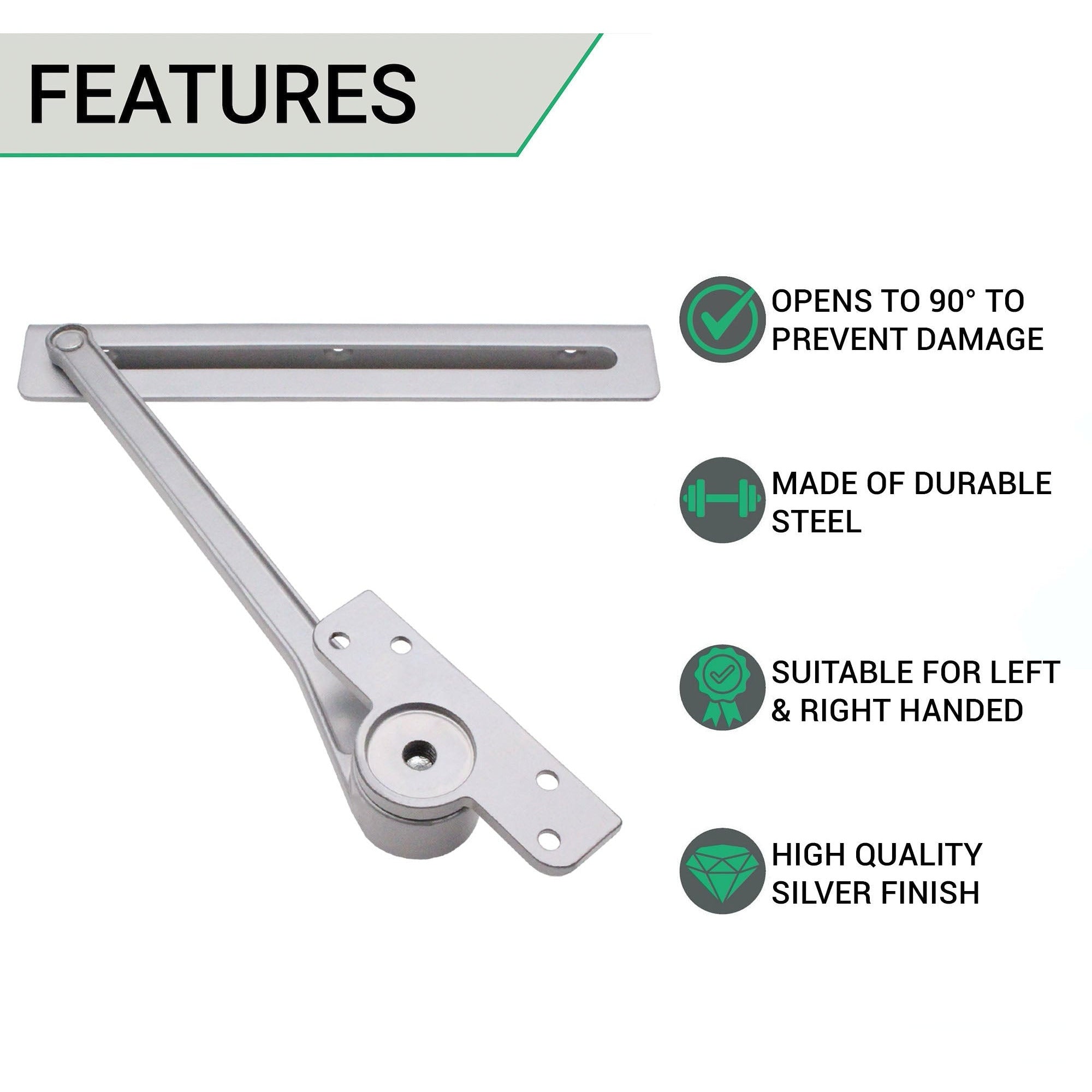 Friction Restrictor Arm Door Stay Surface Mounted AR891 - 90 Deg ...