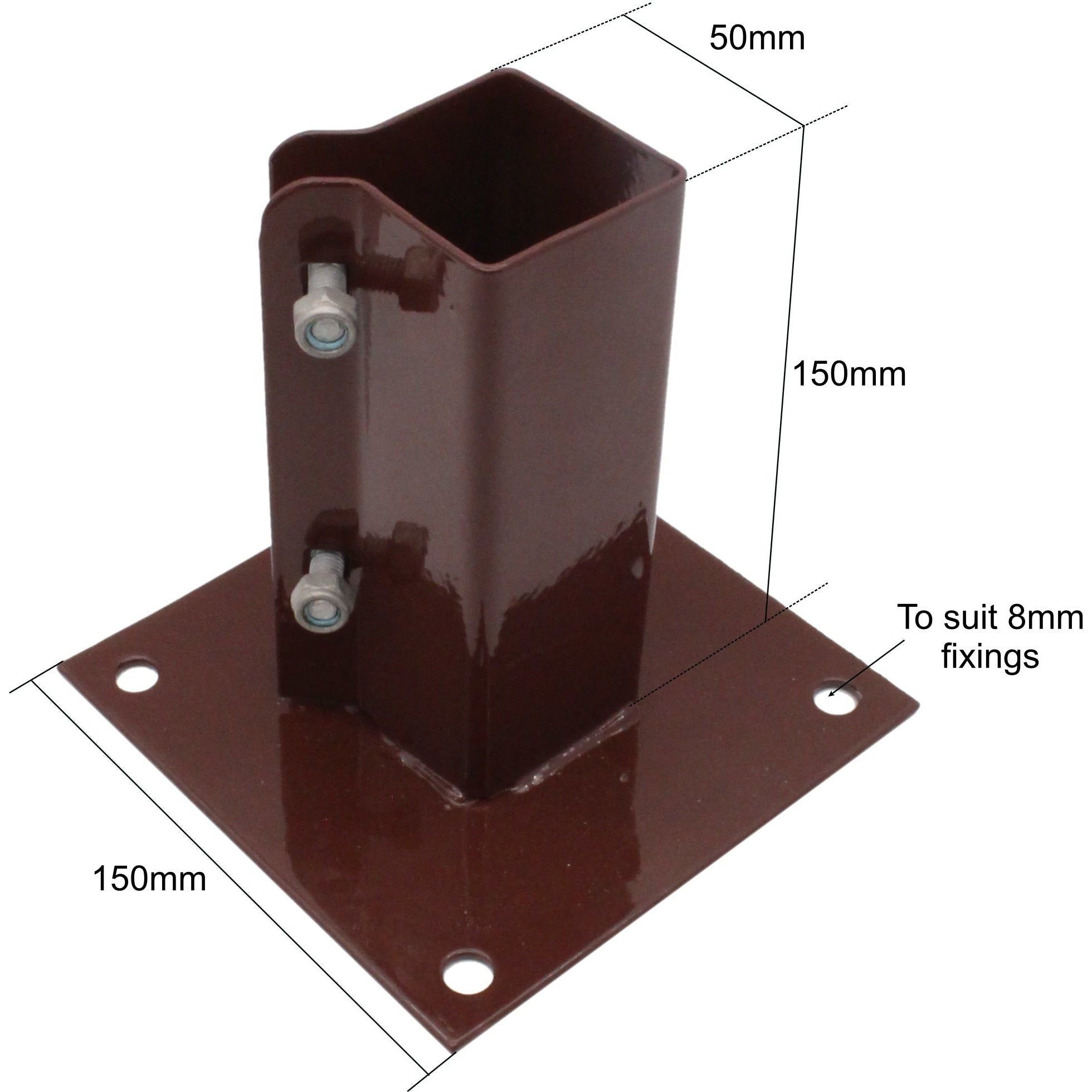Fence Post Bolt Down Shoe - 50mm - Oxide Red - tradefit